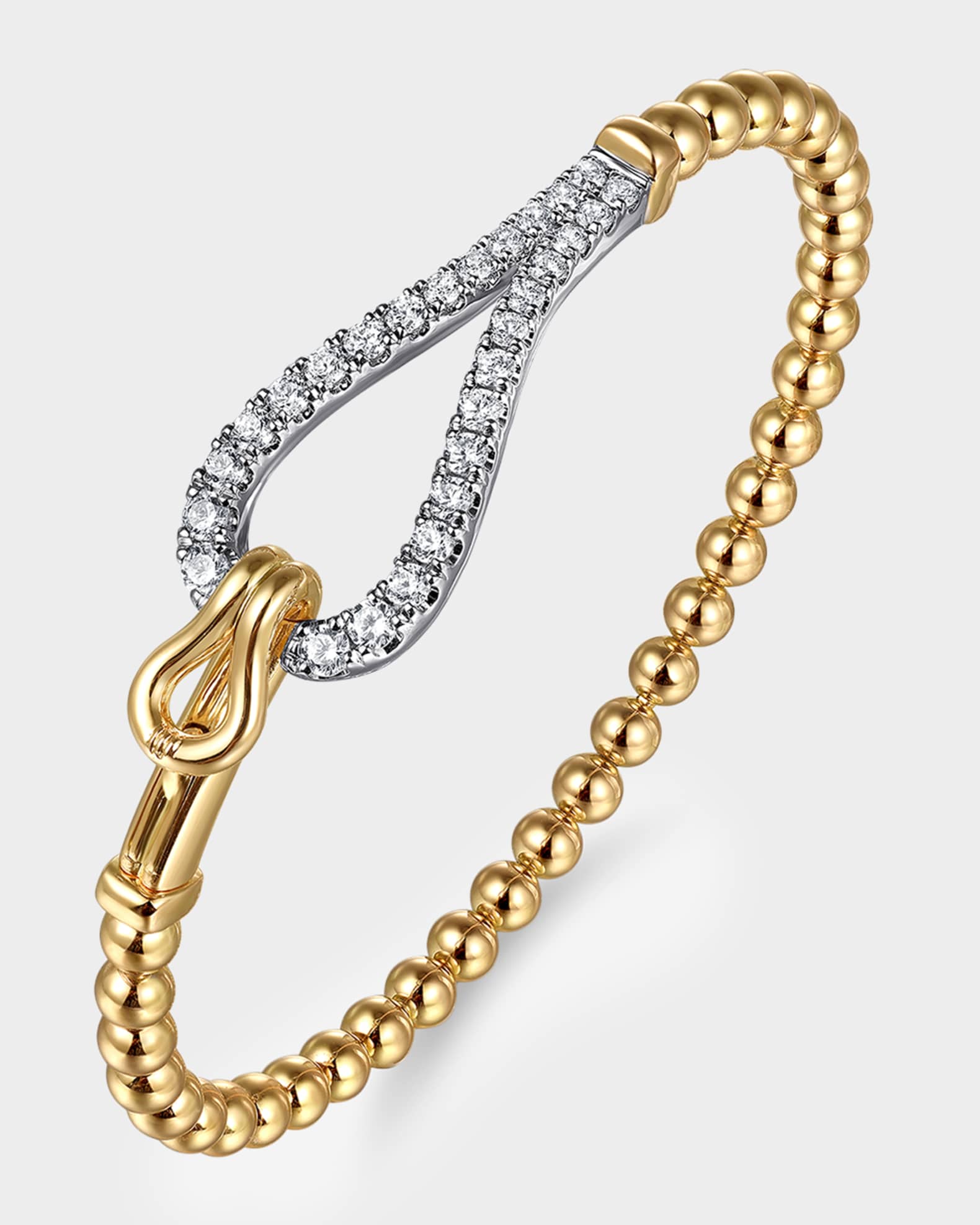 Gabriel & Co 14K White and Yellow Gold Diamond Loop Bujukan Bangle ...