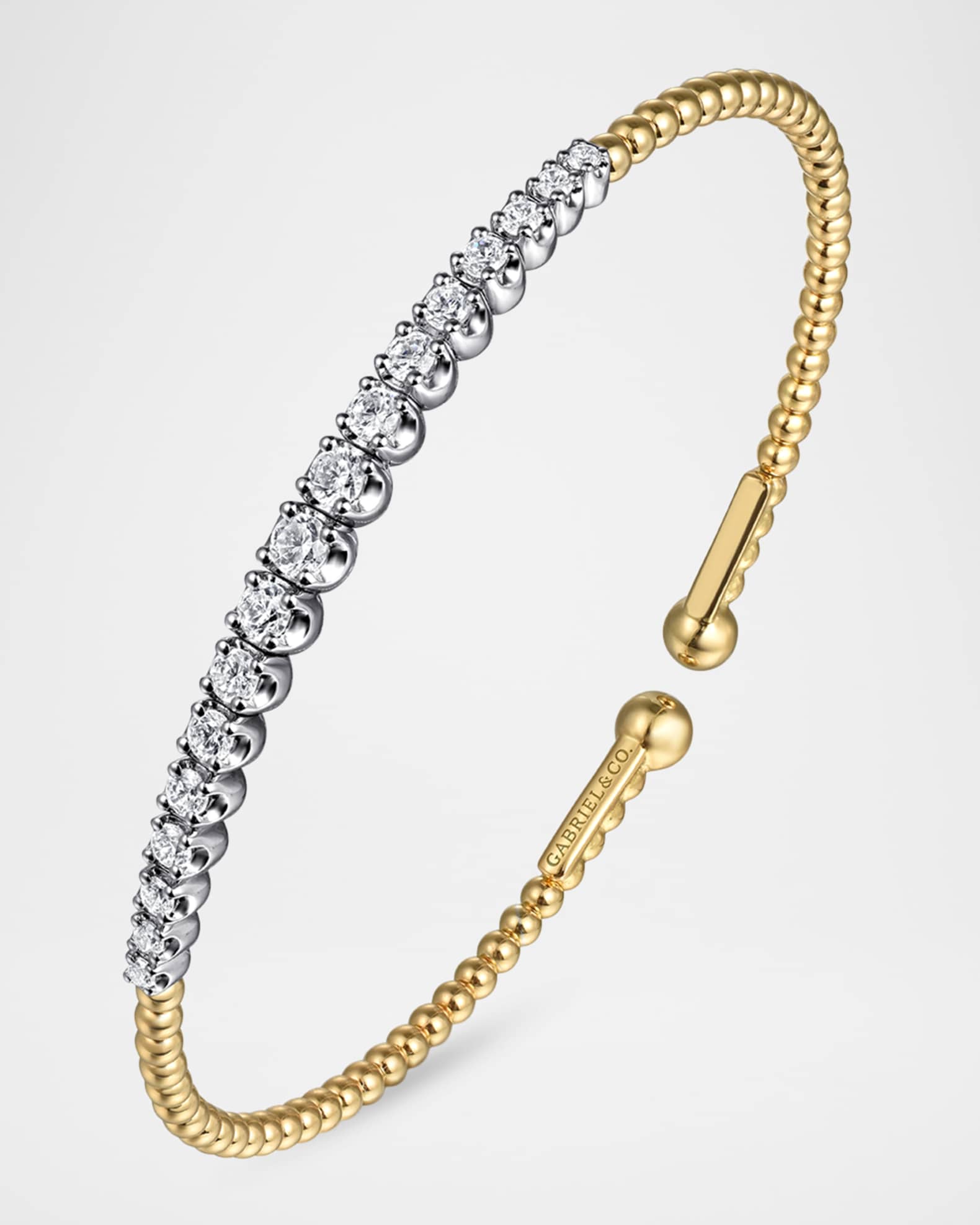 Gabriel & Co 14K White and Yellow Gold Diamond Bujukan Bangle | Neiman ...