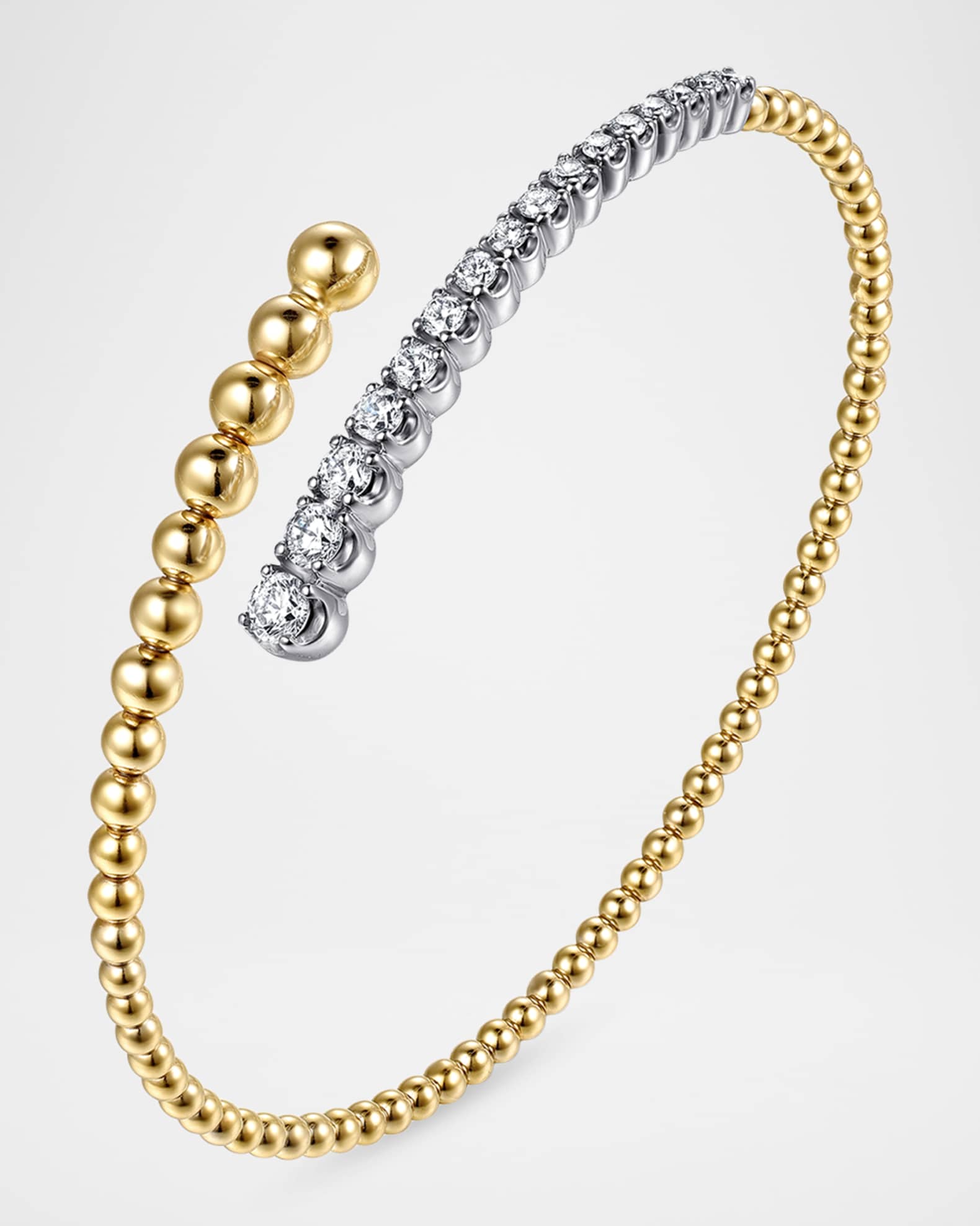 Gabriel & Co 14K White and Yellow Gold Bujukan and Graduating Diamond ...