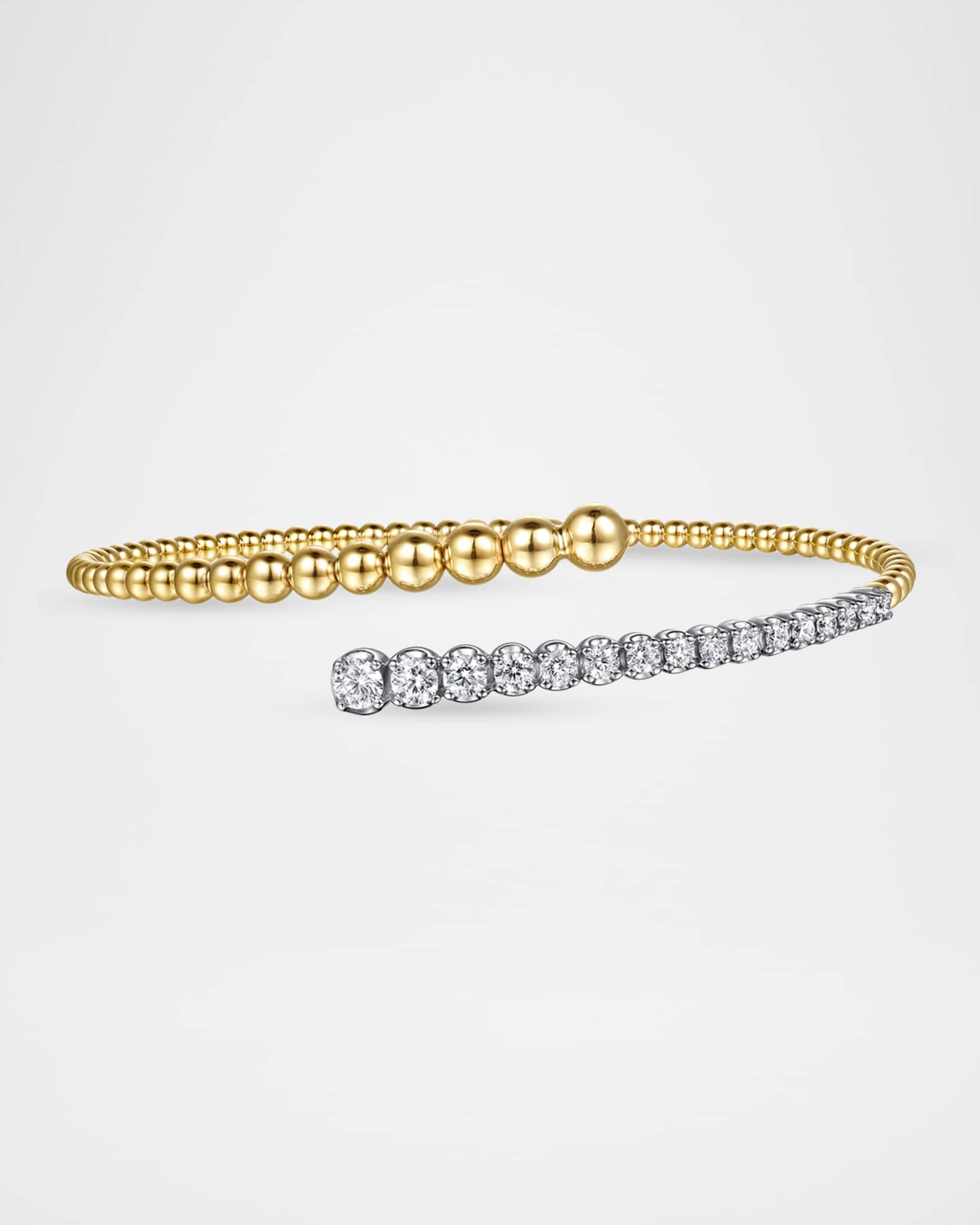 Gabriel & Co 14K White and Yellow Gold Bujukan and Graduating Diamond ...