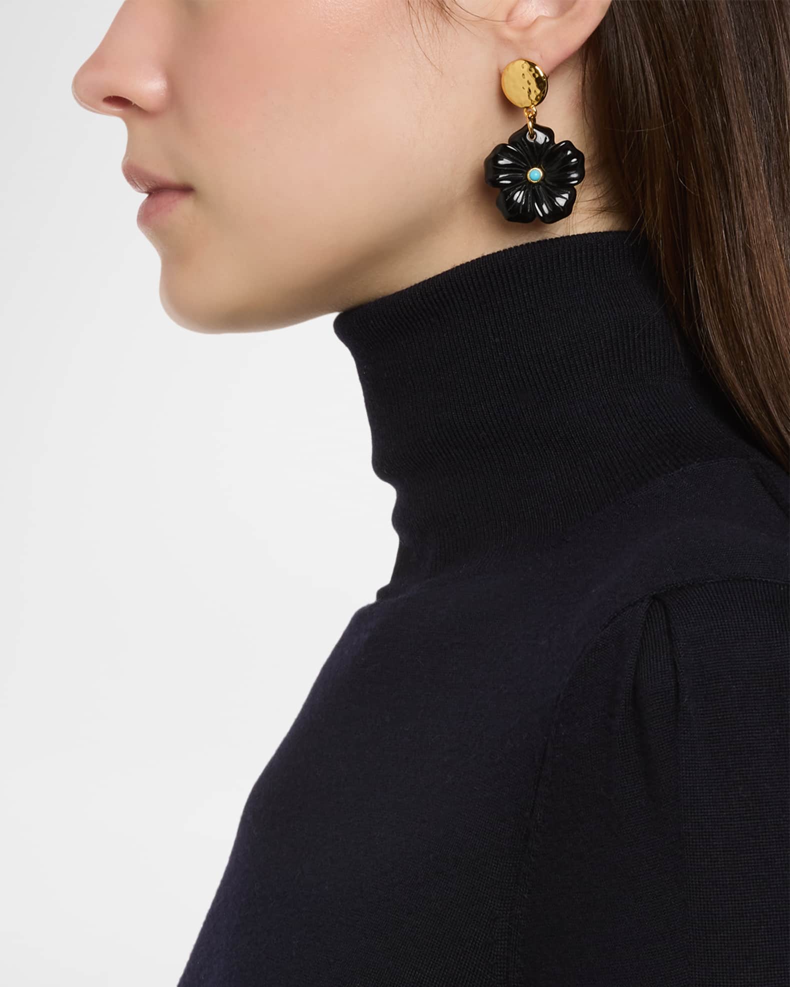 NEST Jewelry Onyx Flower Earrings with Turquoise | Neiman Marcus