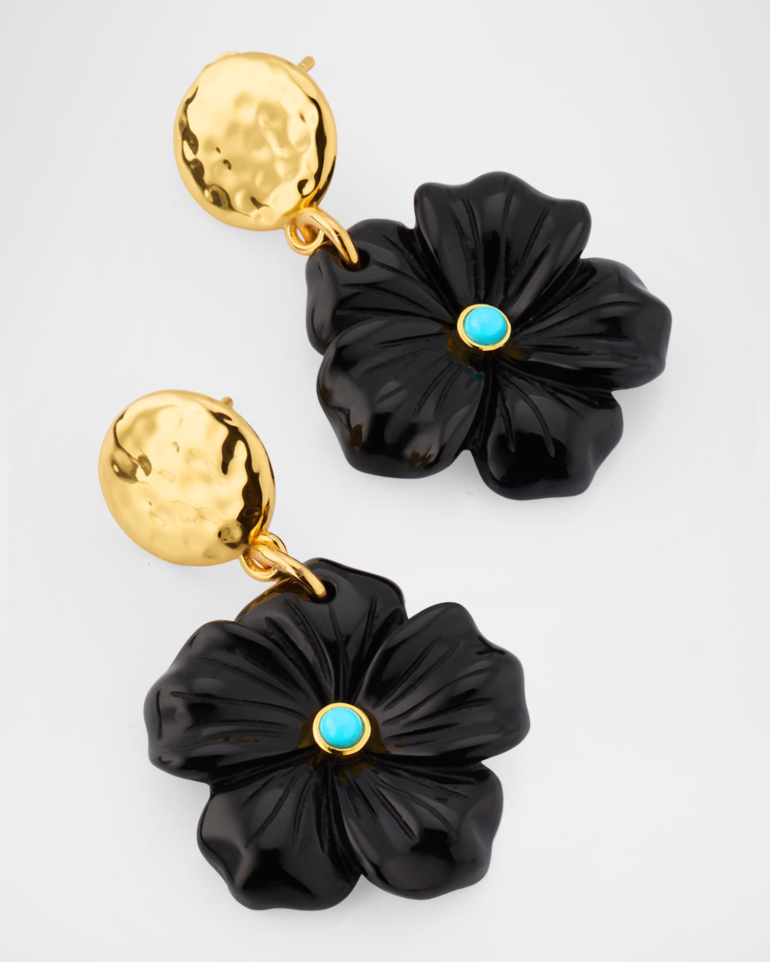 NEST Jewelry Onyx Flower Earrings with Turquoise | Neiman Marcus