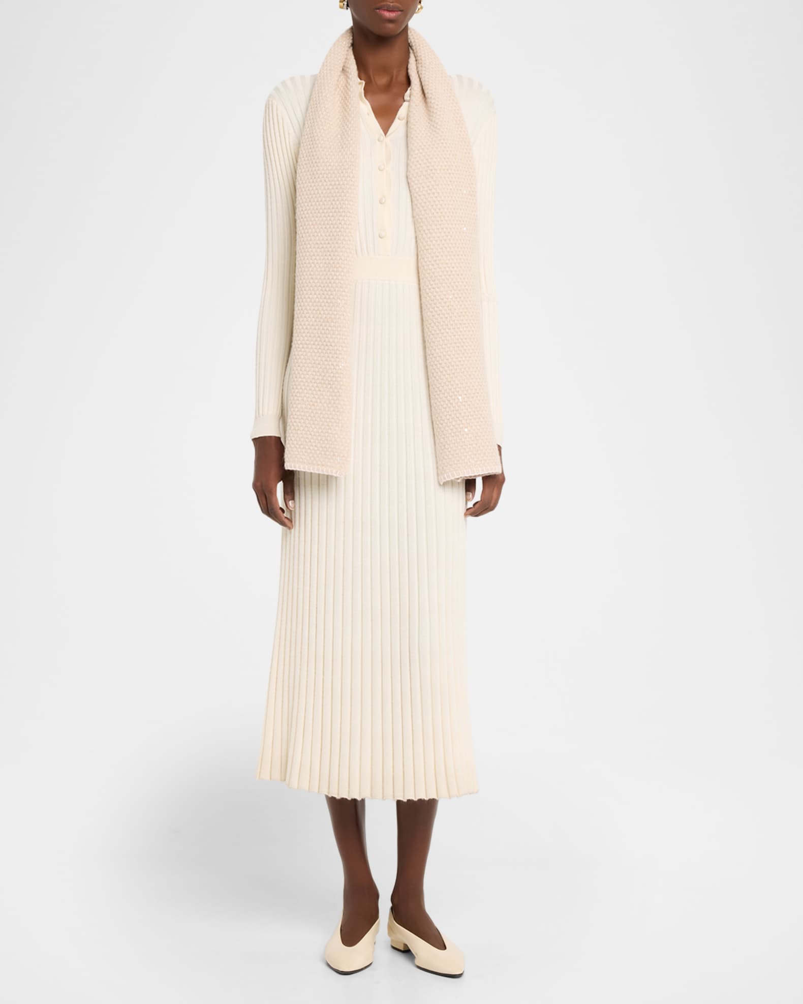 Carolyn Rowan Sequined Cashmere Tweed Scarf | Neiman Marcus