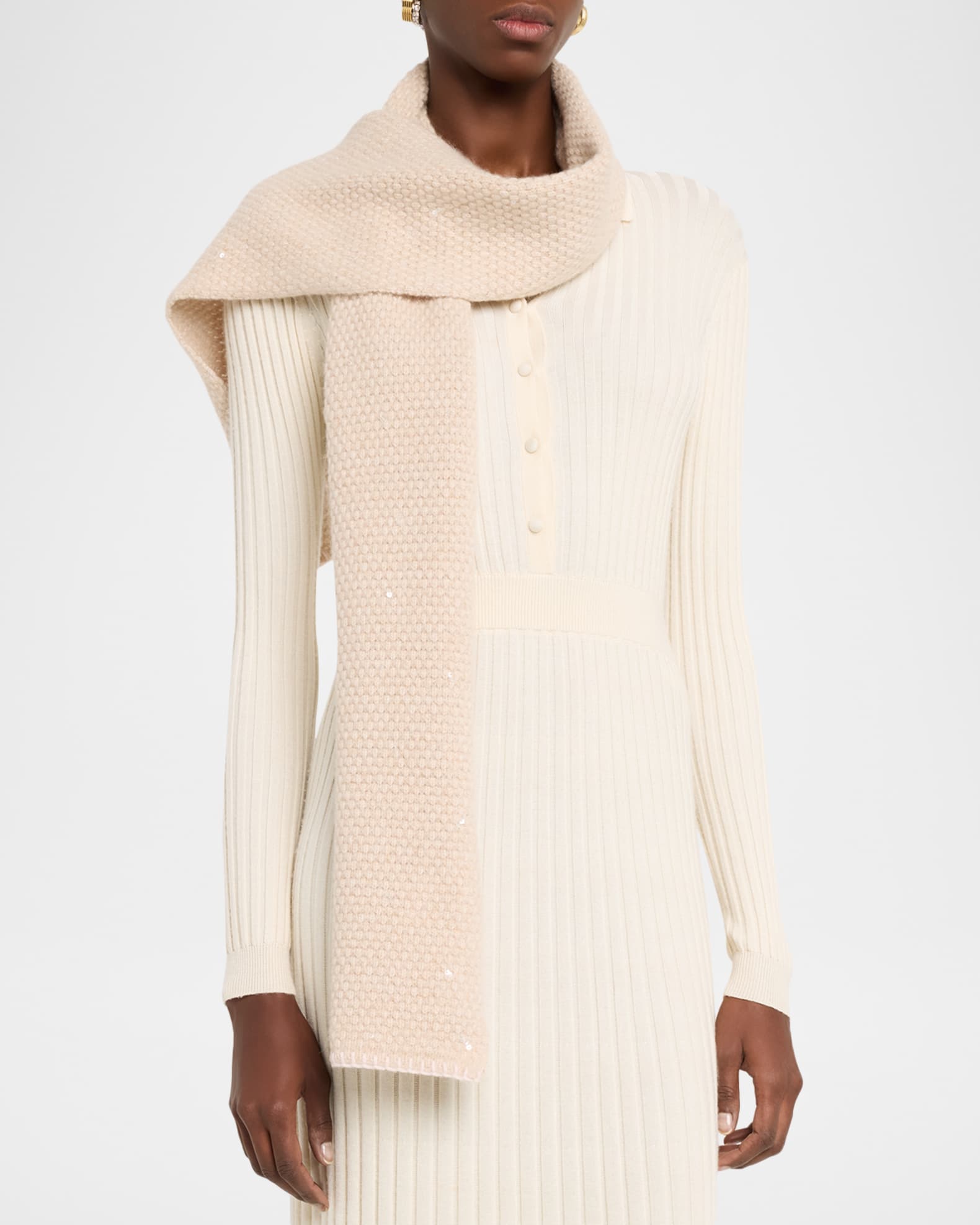 Carolyn Rowan Sequined Cashmere Tweed Scarf | Neiman Marcus