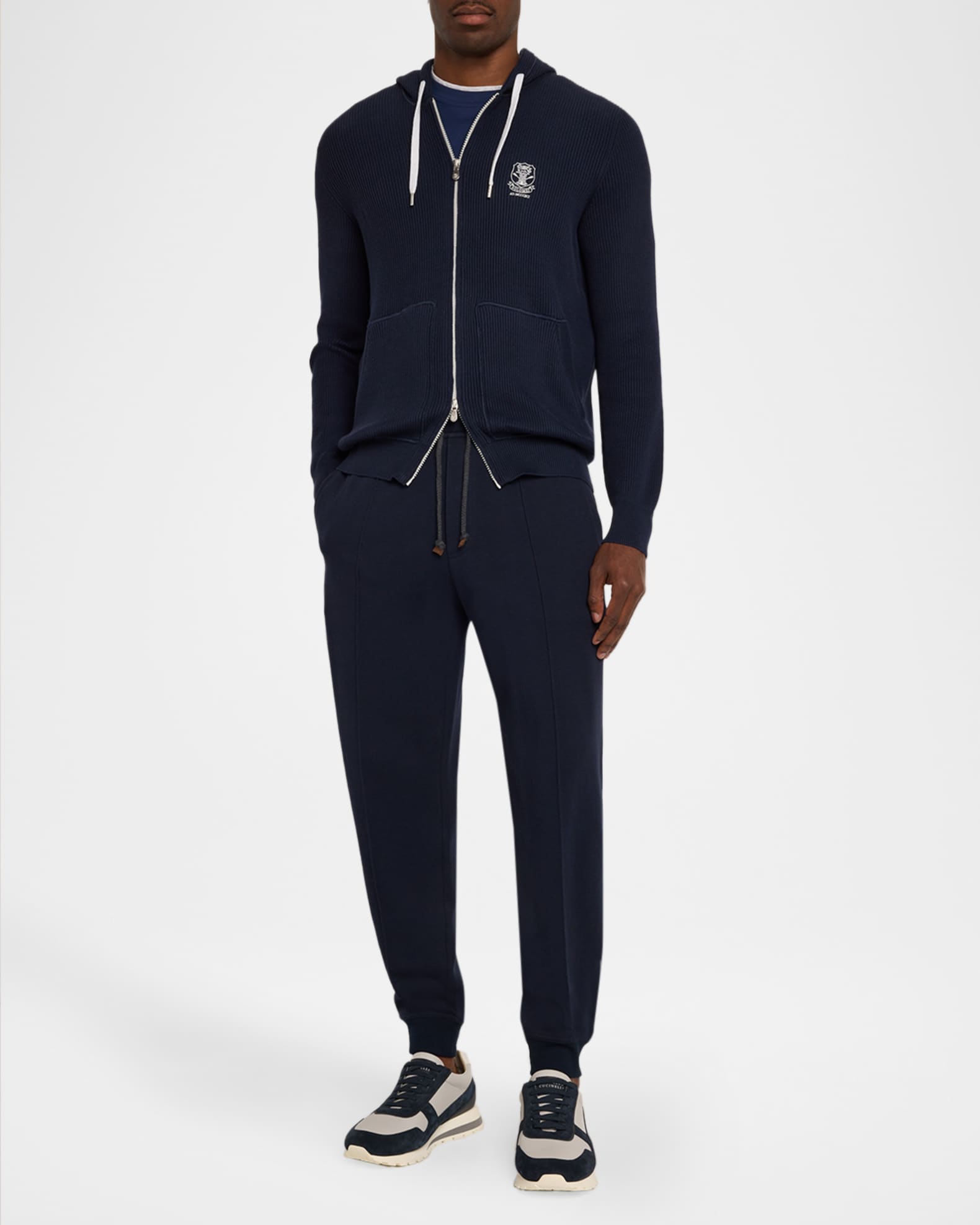 Brunello Cucinelli Men's Logo Cotton Hoodie | Neiman Marcus
