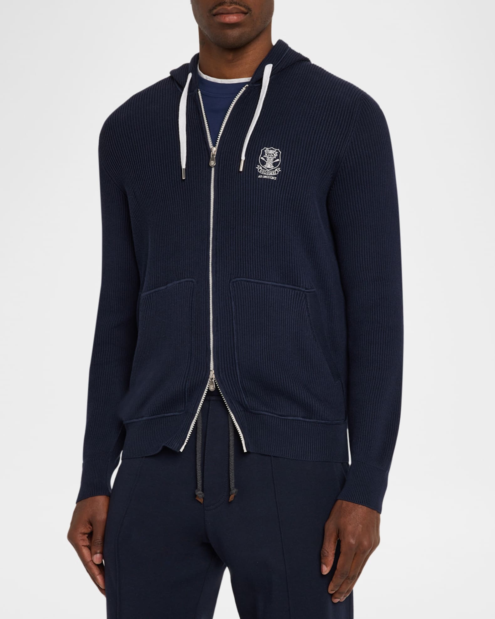 Brunello Cucinelli Men's Logo Cotton Hoodie | Neiman Marcus