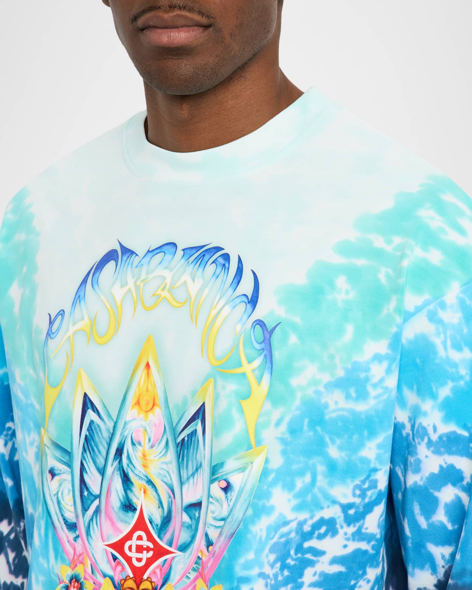 CASABLANCA Men's Organic Cotton Surf Lotus Tie-Dye Long-Sleeve T-Shirt ...