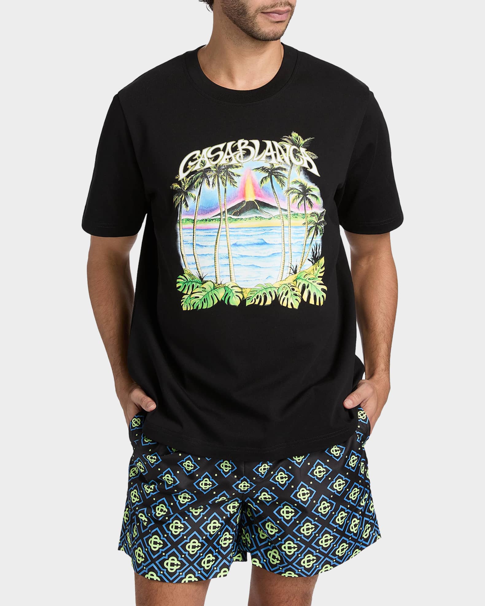 CASABLANCA Men's Organic Cotton Volcano Logo T-Shirt | Neiman Marcus