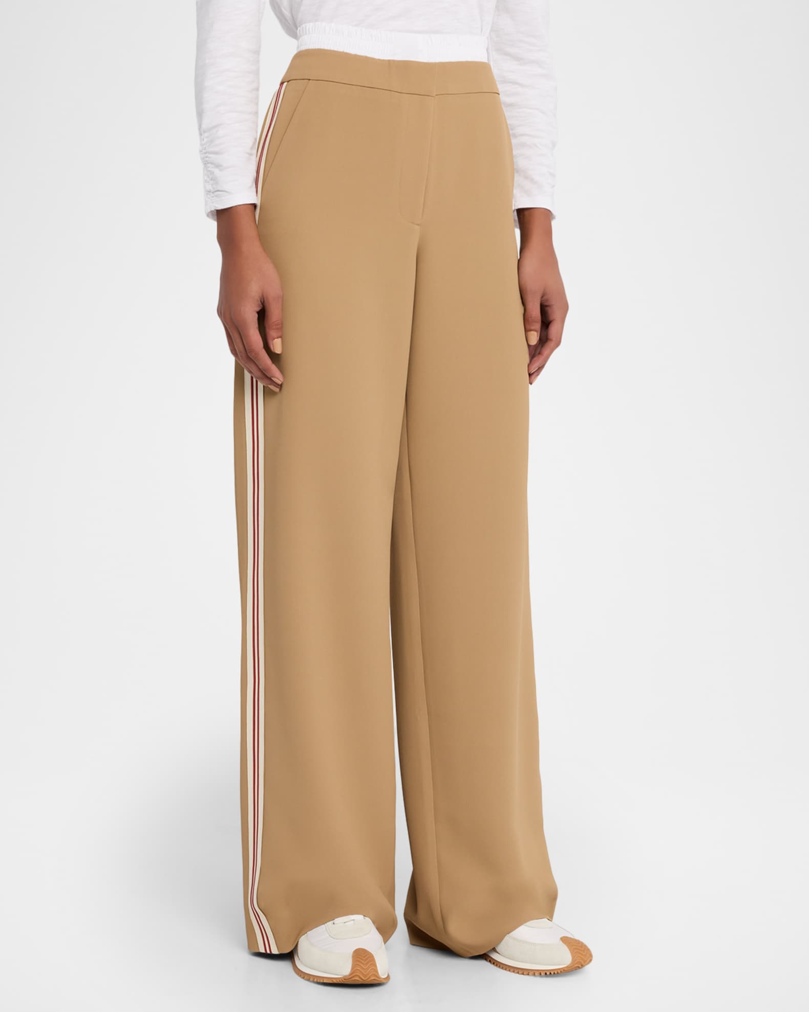 Veronica Beard Eugene Side-Stripe Wide-Leg Trousers | Neiman Marcus