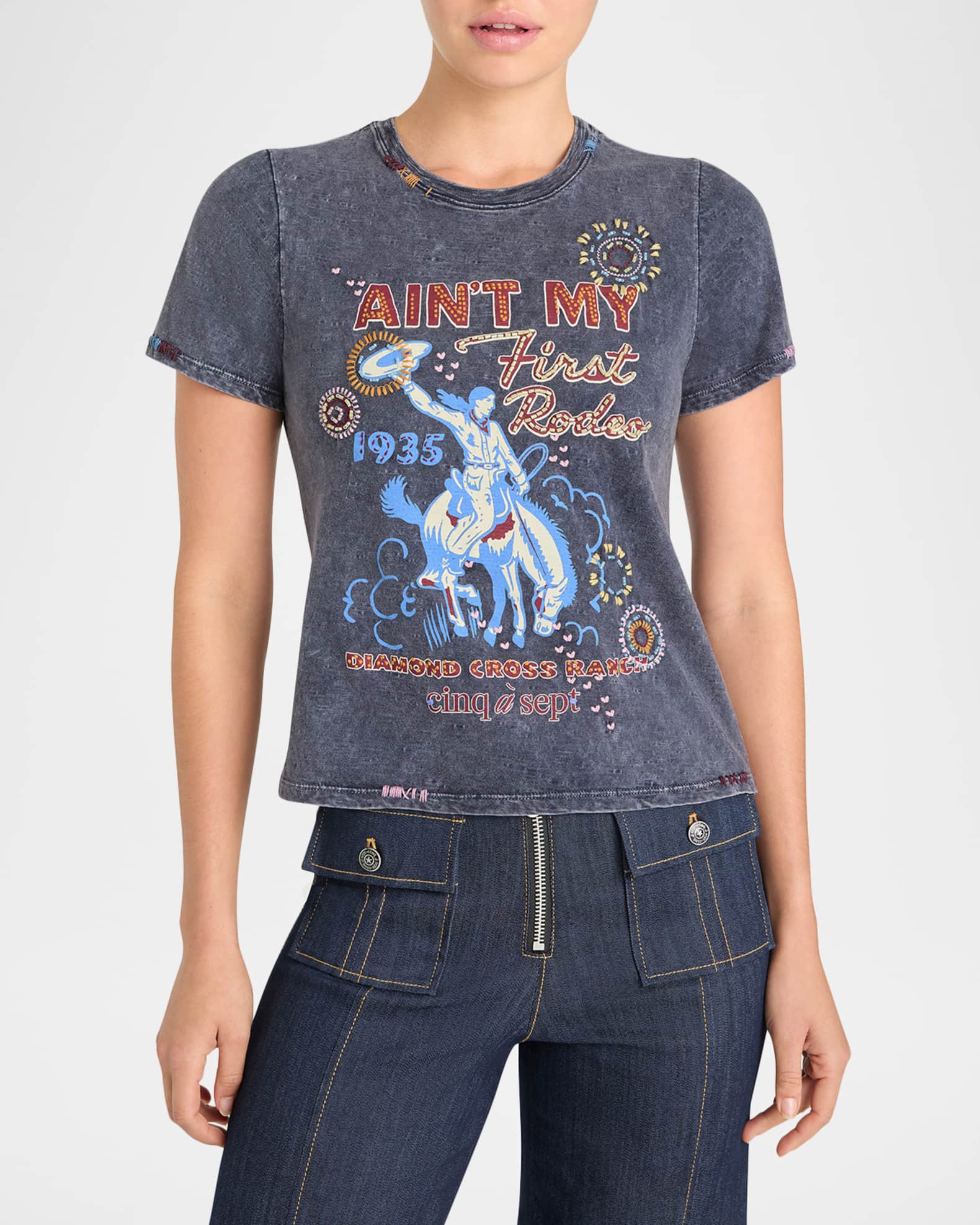 Cinq a Sept Ain't My First Rodeo Shrunken Tee | Neiman Marcus