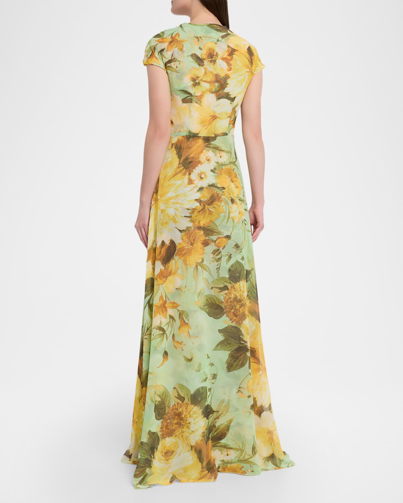 Chiara Boni La Petite Robe Slavka Belted Floral-Print Georgette Gown ...