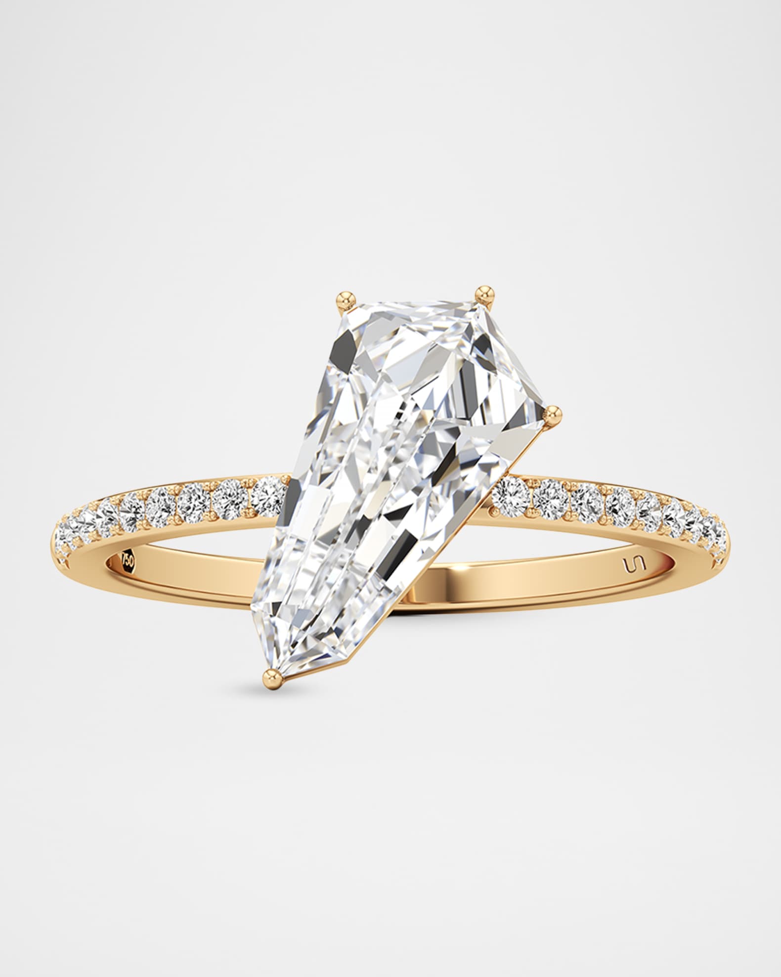 Unsaid Phoenix Lab-Grown Diamond Solitaire Slant Ring in 18K Yellow ...