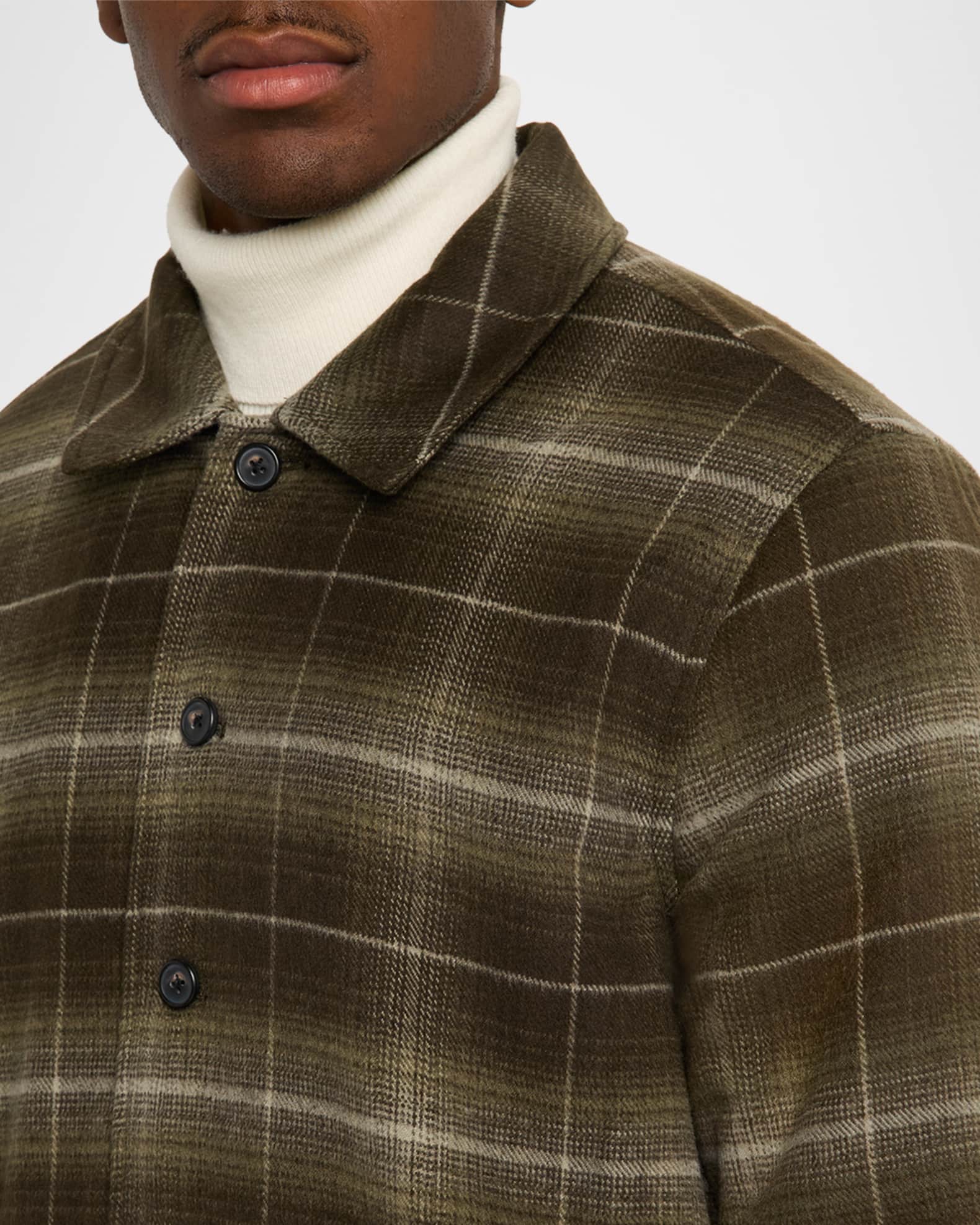 PAIGE Men's Telford Faux Shearling-Lined Plaid Shirt Jacket | Neiman Marcus
