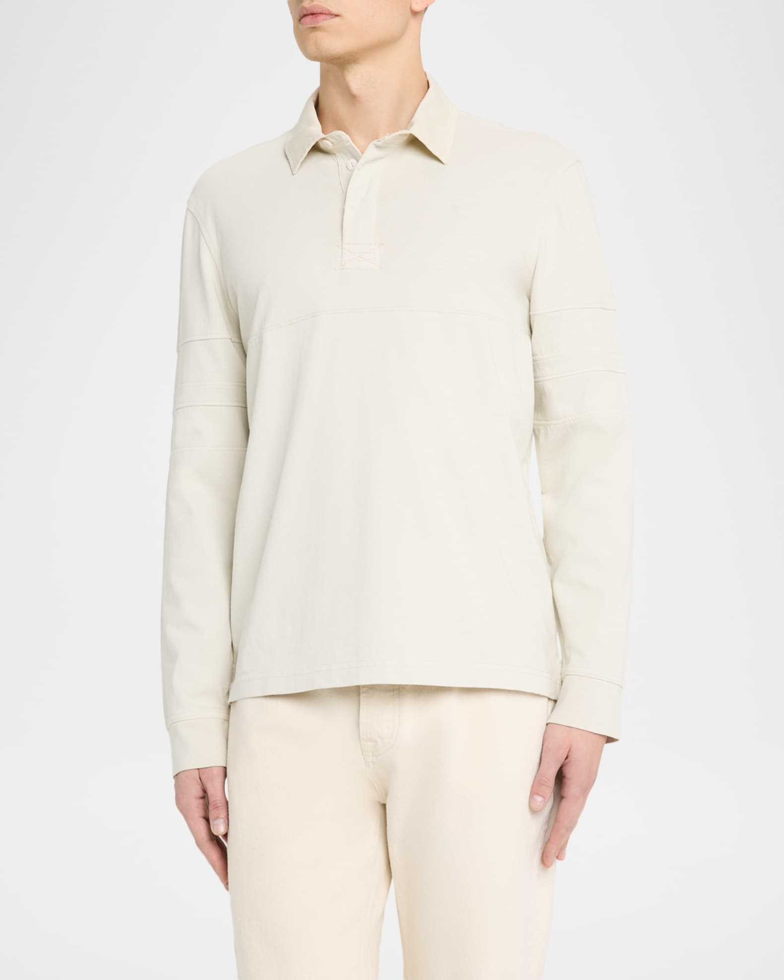 PAIGE Men's Trevelly Tonal Stripe Cotton Rugby Shirt | Neiman Marcus