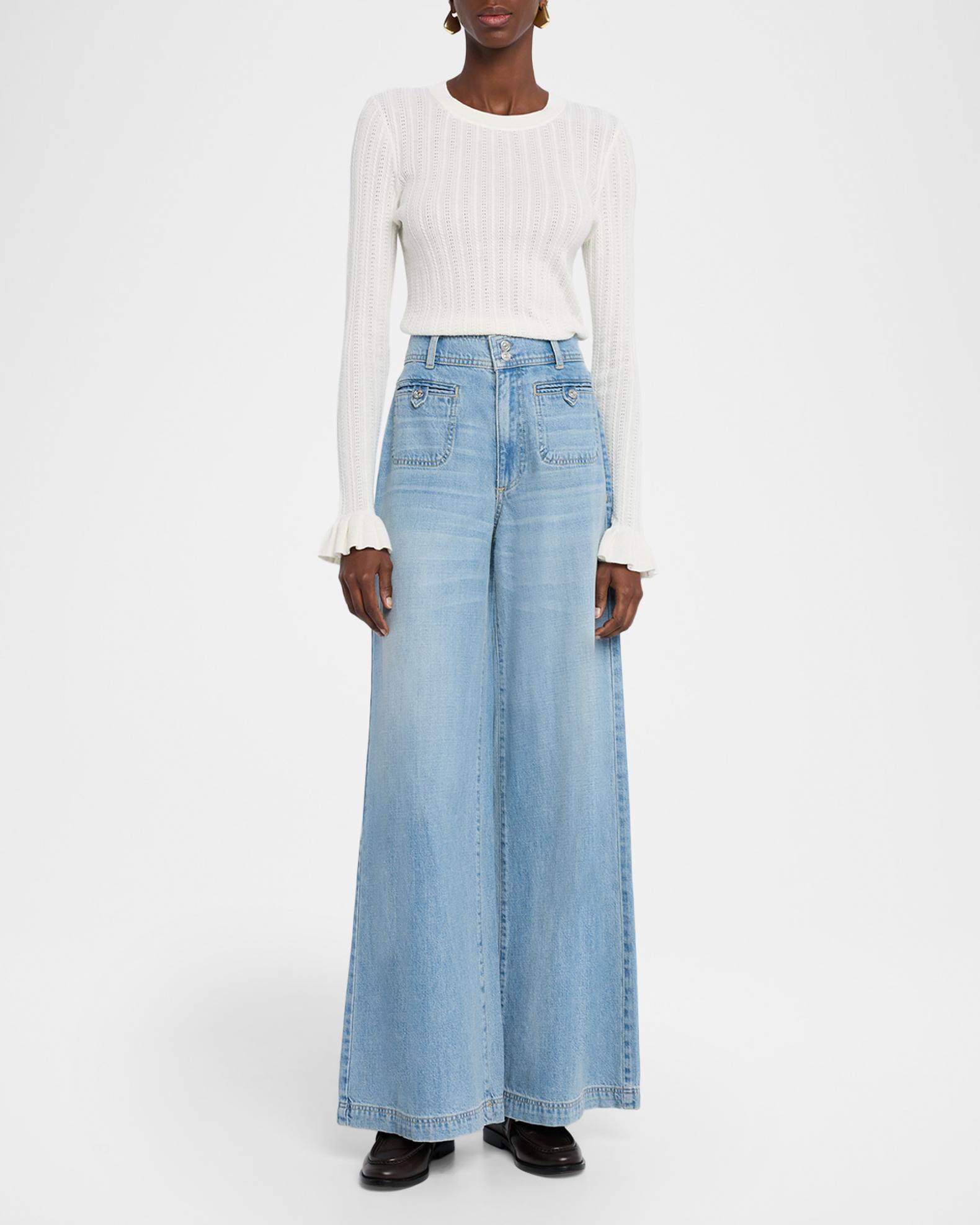 PAIGE Ophelia Pointelle-Knit Top | Neiman Marcus