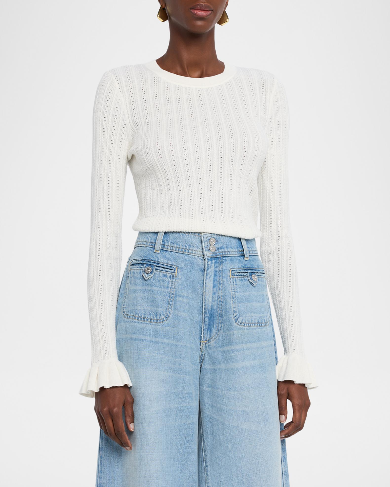 PAIGE Ophelia Pointelle-Knit Top | Neiman Marcus