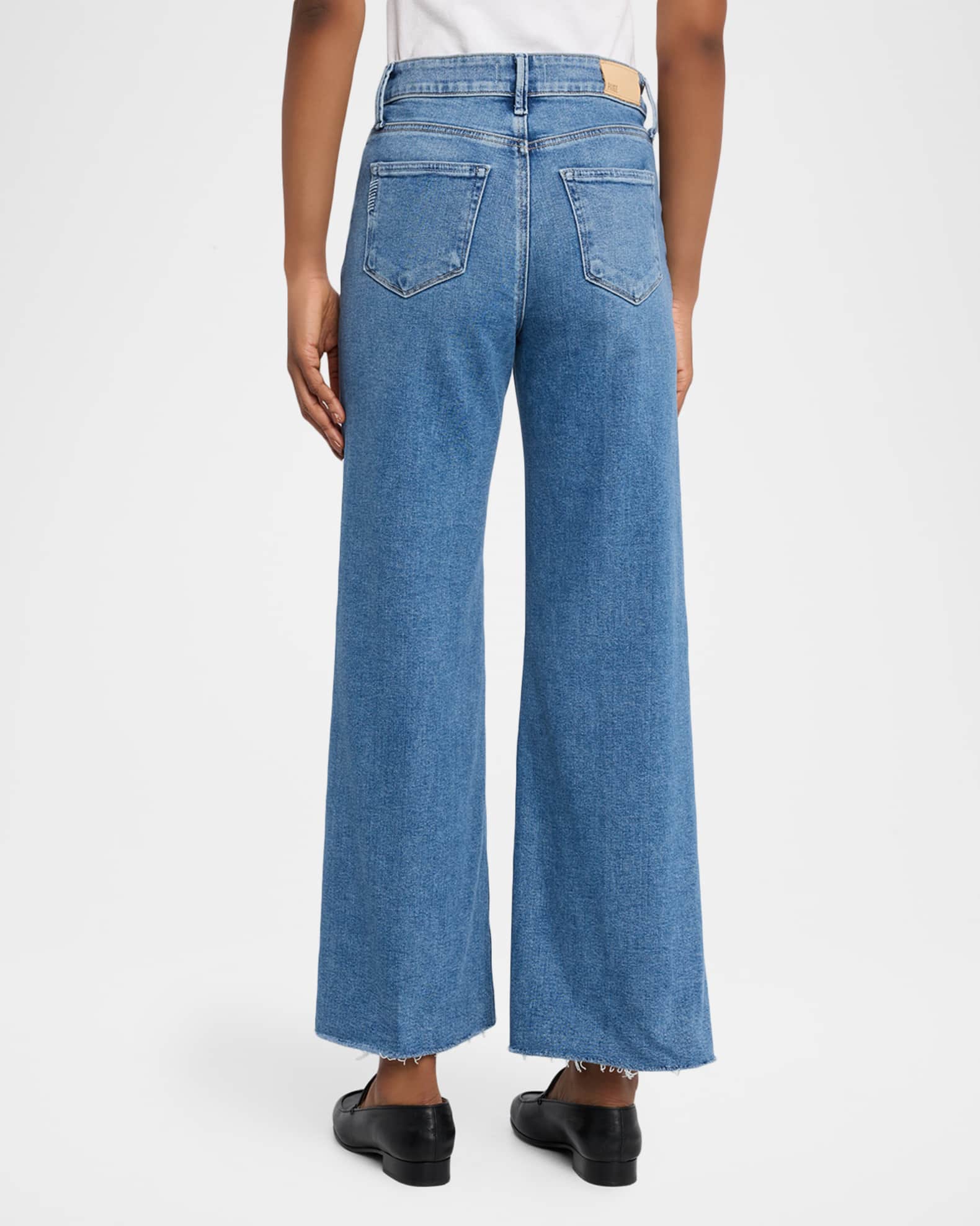 PAIGE Anessa Wide Raw-Hem Jeans | Neiman Marcus