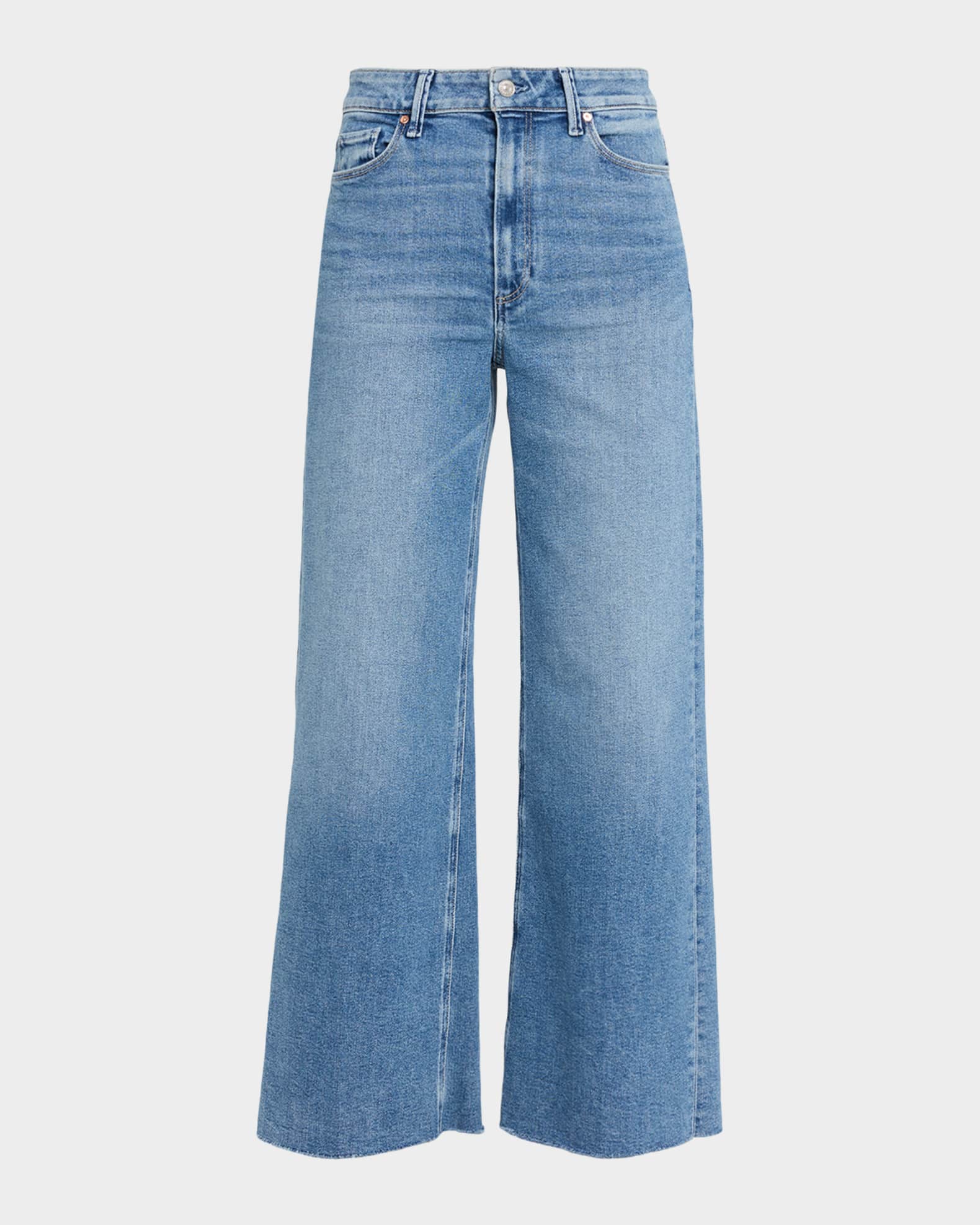 PAIGE Anessa Wide Raw-Hem Jeans | Neiman Marcus