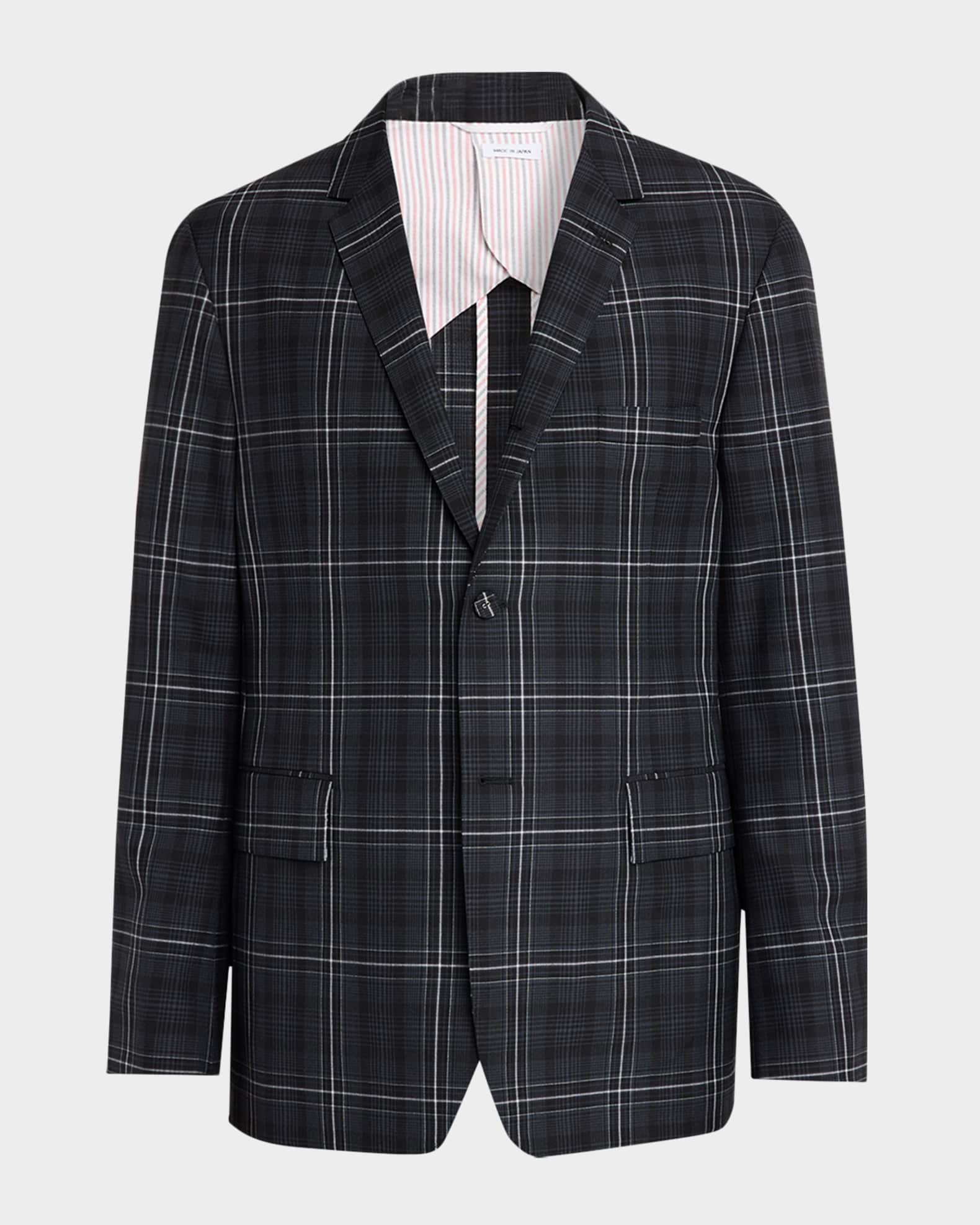 Thom Browne Men's Wool Windowpane Plaid Sport Coat | Neiman Marcus