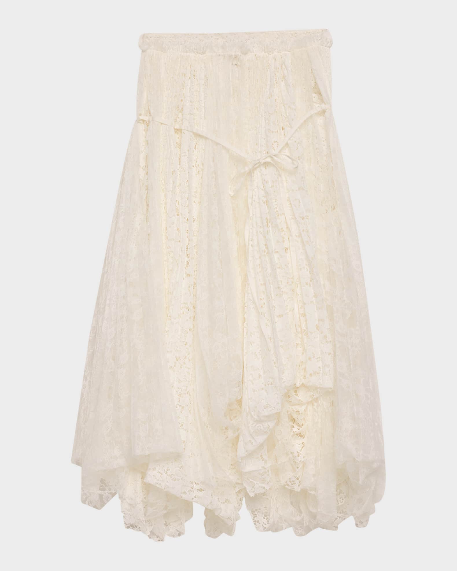 JW Anderson Mixed Lace Asymmetric Midi Skirt | Neiman Marcus