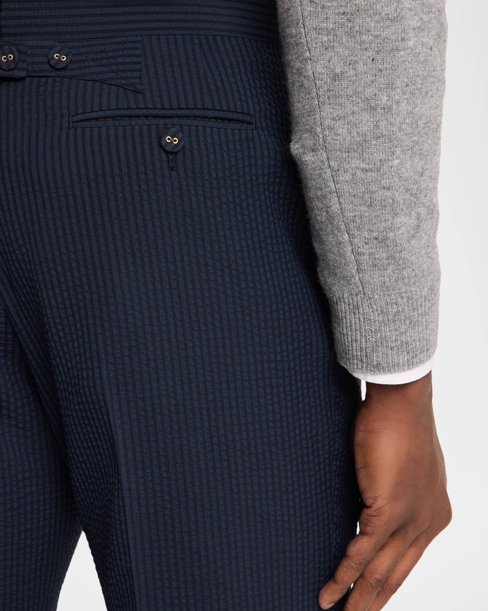 Thom Browne Stripe Cotton Tailored Pants | Neiman Marcus