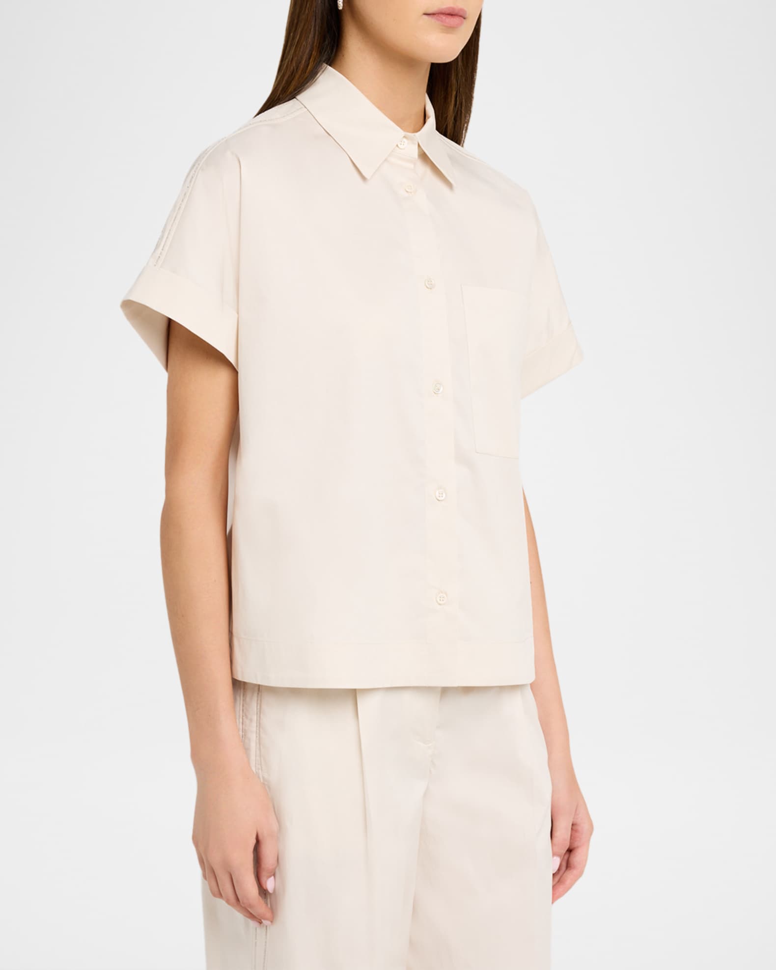 Peserico Stretch Cotton Sateen Shirt | Neiman Marcus