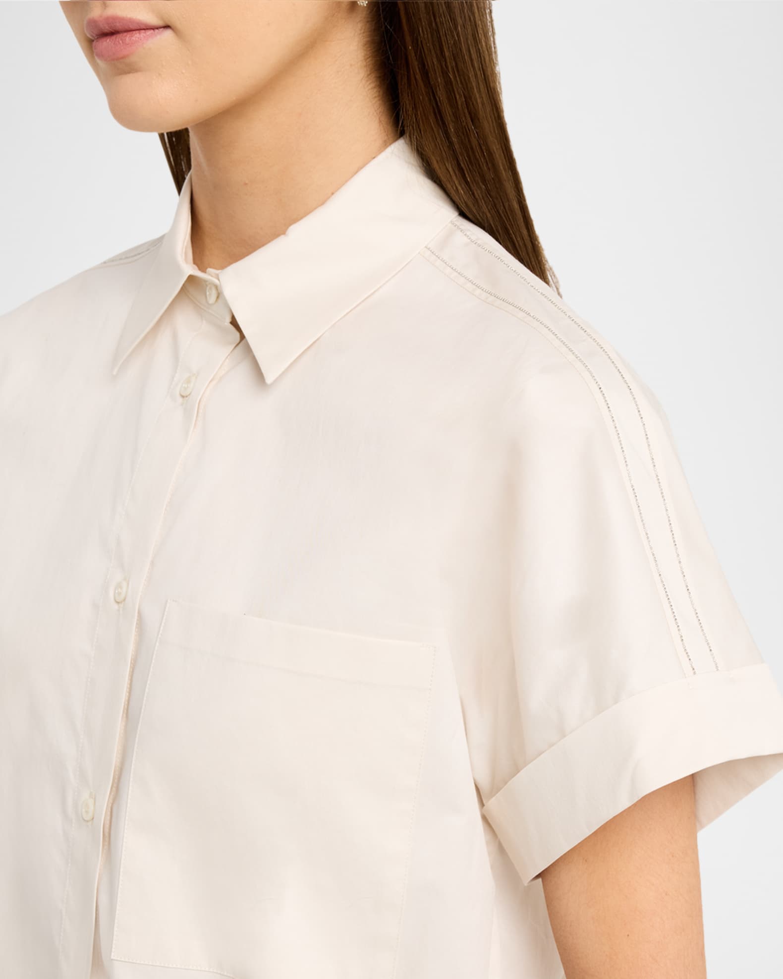 Peserico Stretch Cotton Sateen Shirt | Neiman Marcus