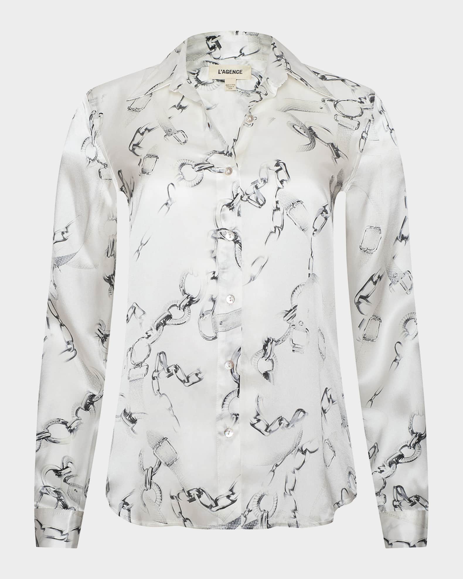L'Agence Multi Mix Chain Dani Silk Blouse | Neiman Marcus