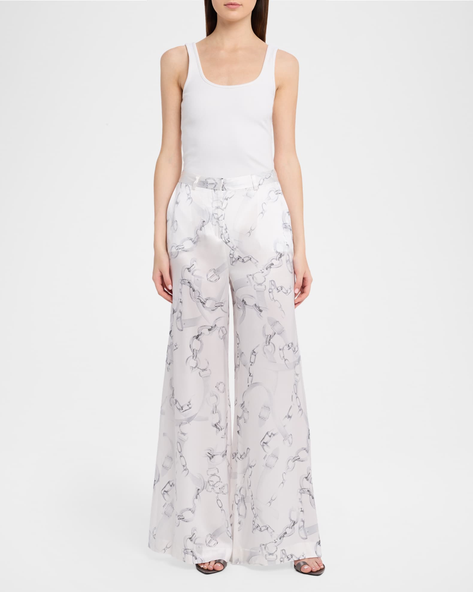L'Agence Gavin Silk Wide-Leg Pants | Neiman Marcus