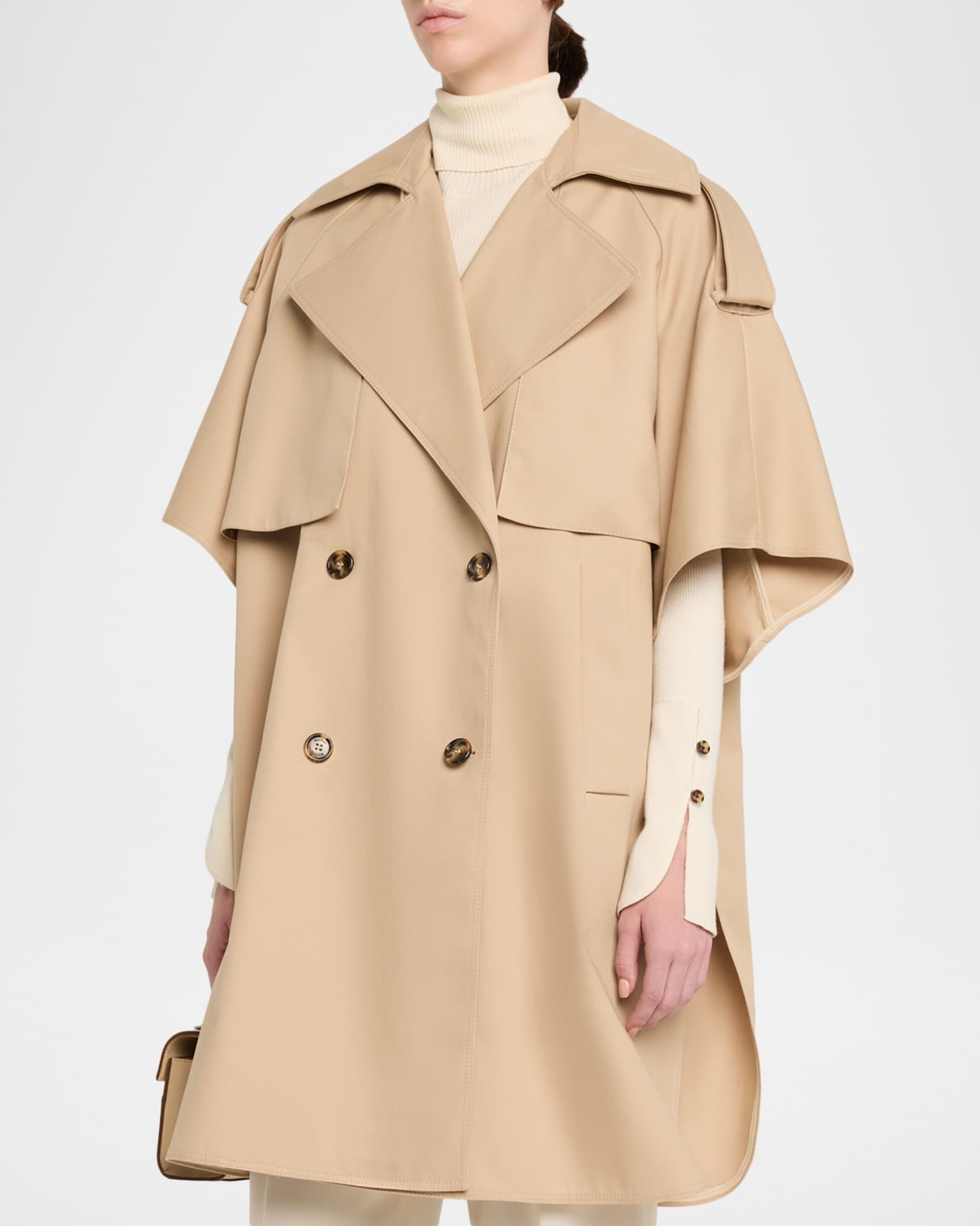 Max Mara Water-Repellent Cotton Gabardine Cloak | Neiman Marcus