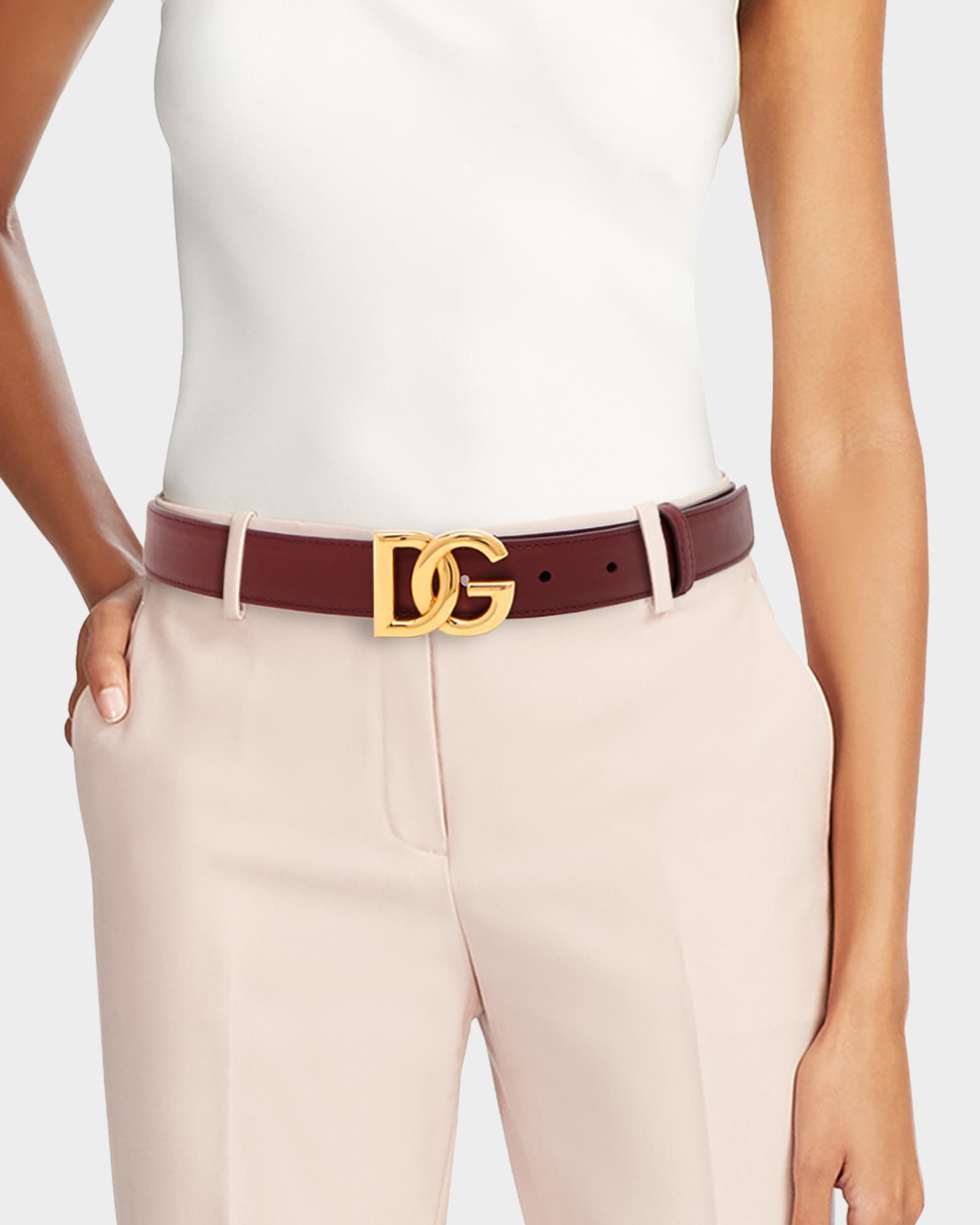 Dolce&Gabbana DG Logo Leather Belt | Neiman Marcus