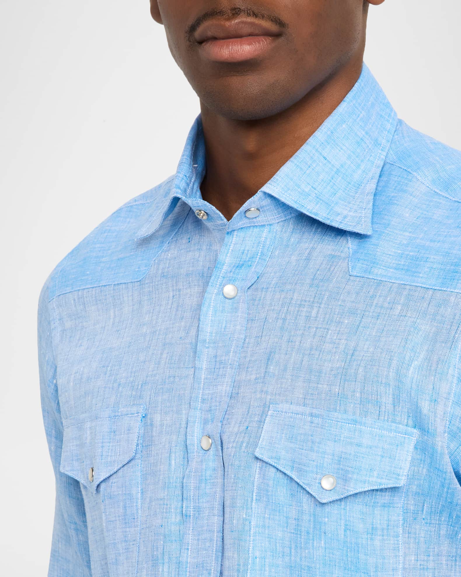 Sartorio Men's Texas Linen Button-Front Shirt | Neiman Marcus