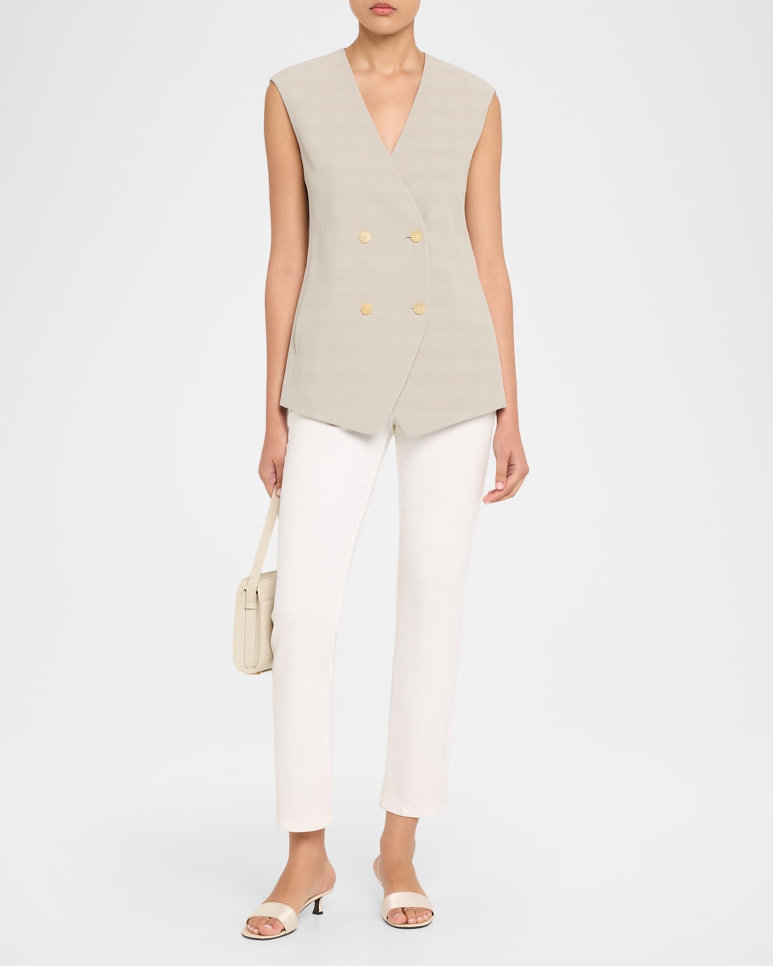 Lafayette 148 New York Double-Breasted Plaid Vest | Neiman Marcus