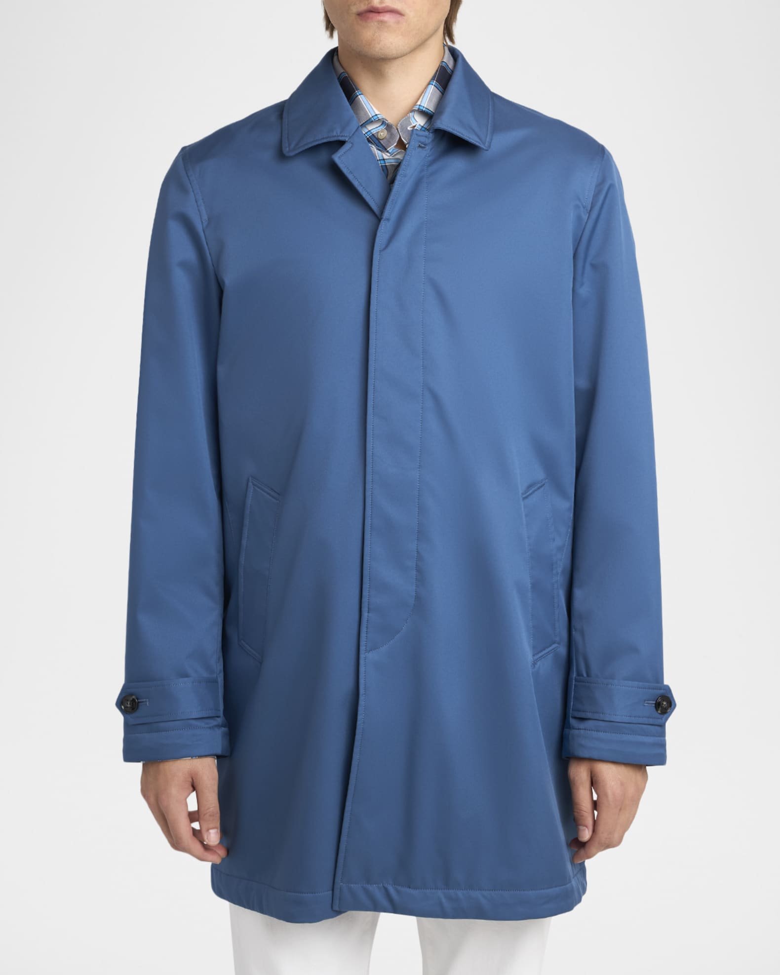 Kiton Men's Concealed-Placket Raincoat | Neiman Marcus