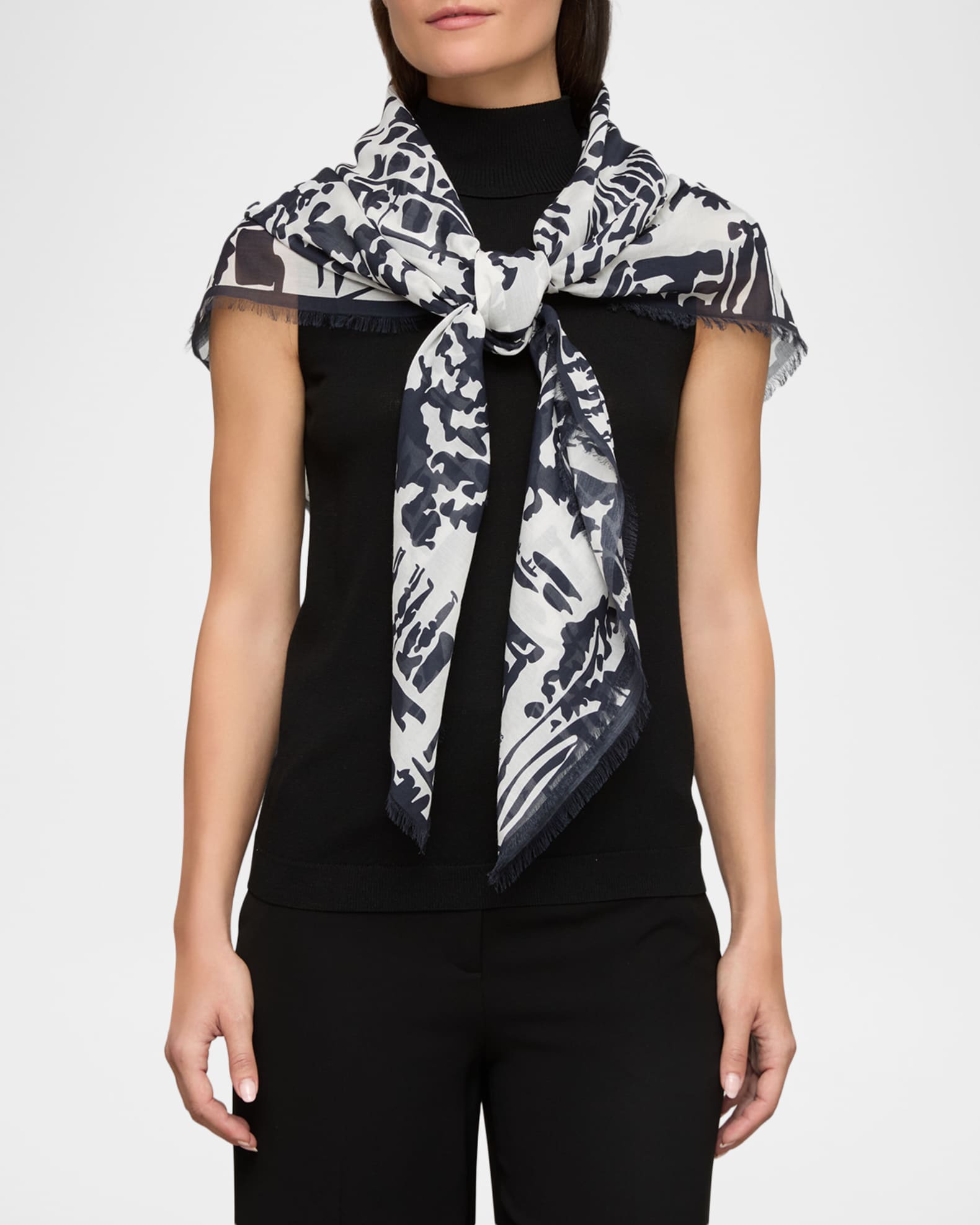 Lafayette 148 New York Cityscape-Print Square Scarf | Neiman Marcus