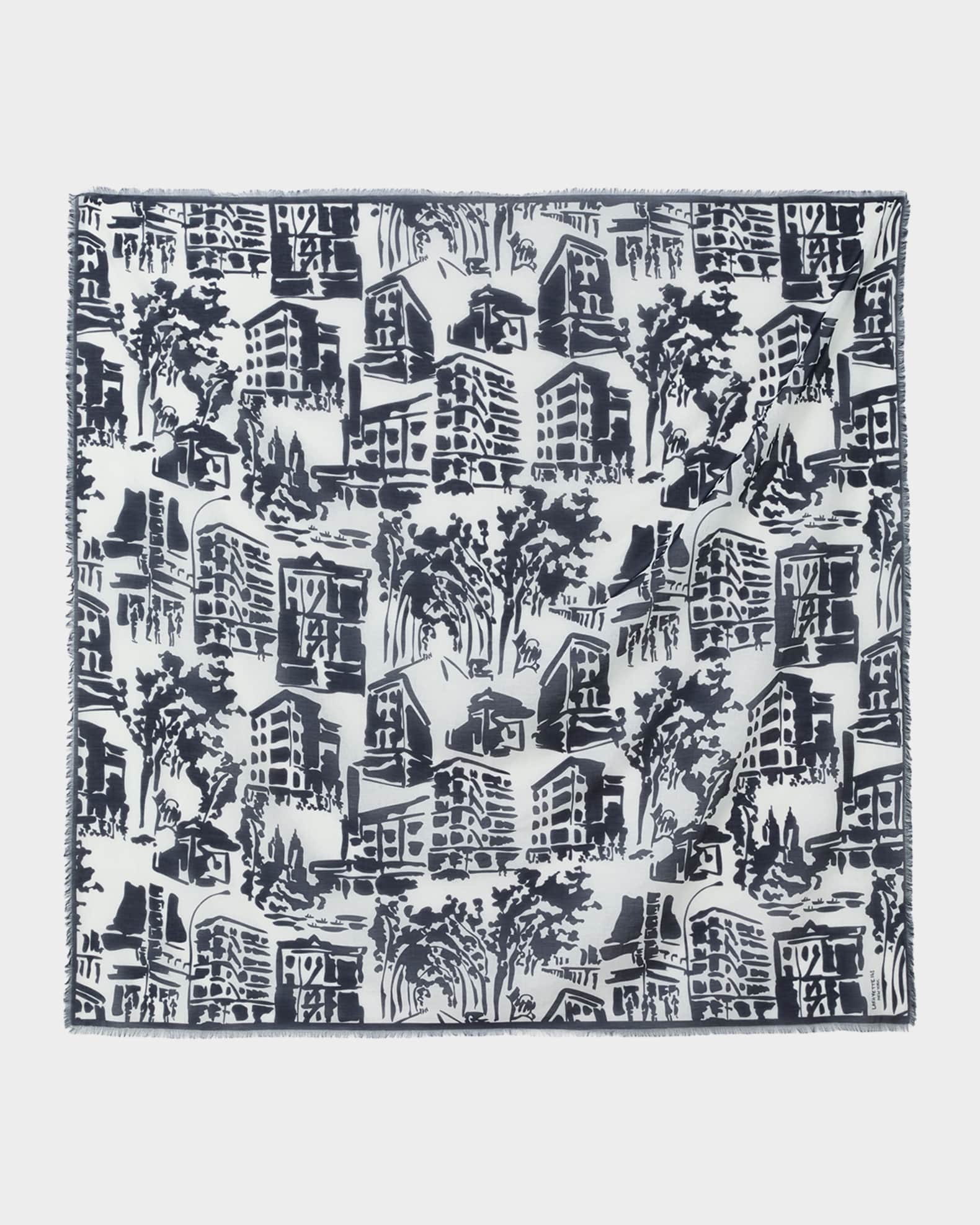 Lafayette 148 New York Cityscape-Print Square Scarf | Neiman Marcus