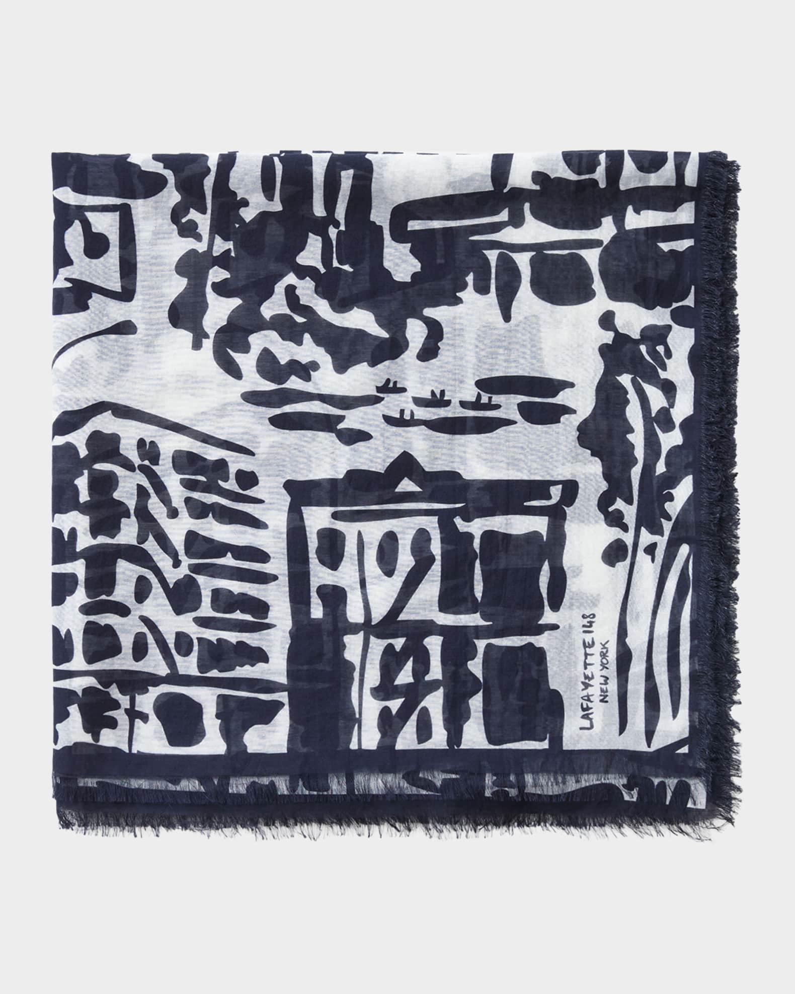 Lafayette 148 New York Cityscape-Print Square Scarf | Neiman Marcus