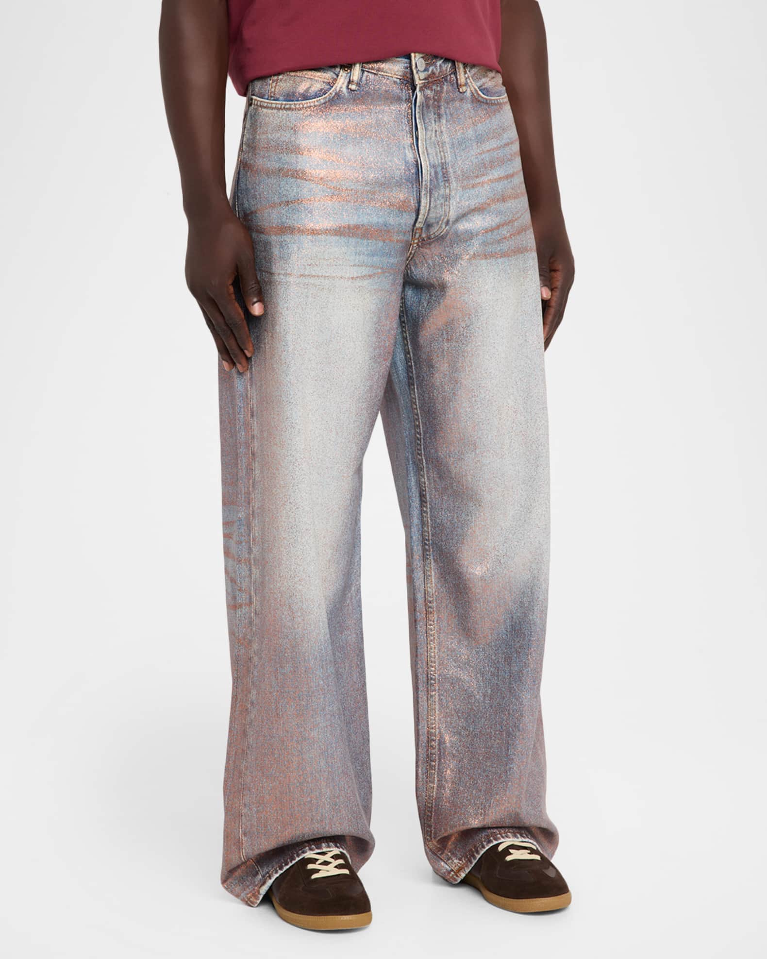 Acne Studios Men's Glitterized Denim Straight-Leg Jeans | Neiman Marcus