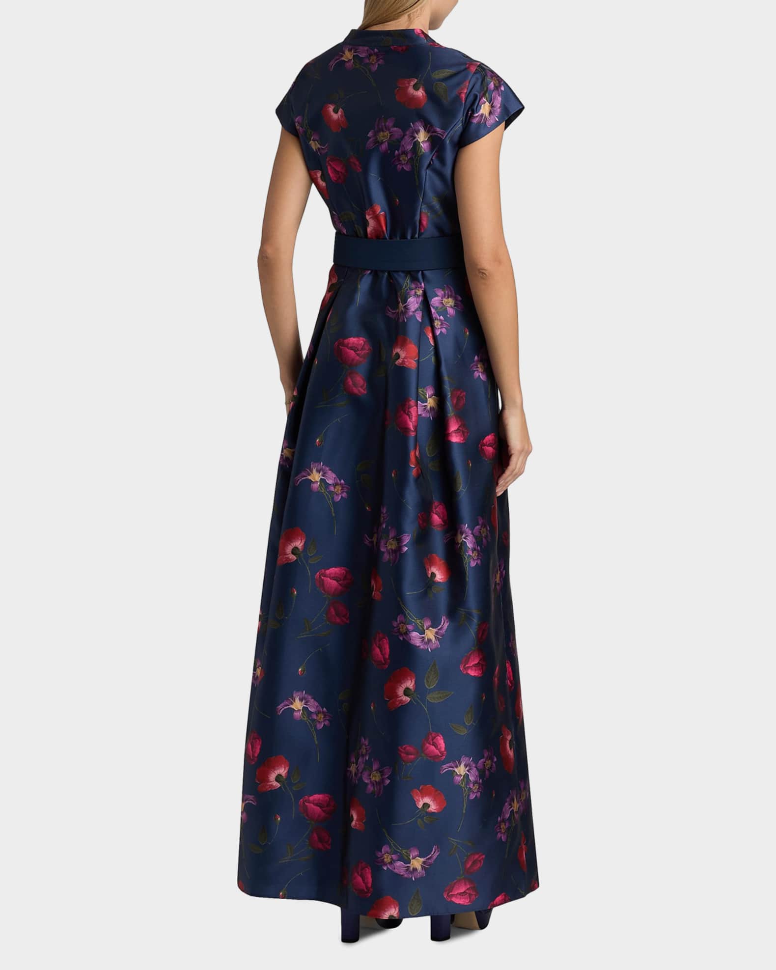 SACHIN BABI Marta Floral Mikado Belted Gown | Neiman Marcus