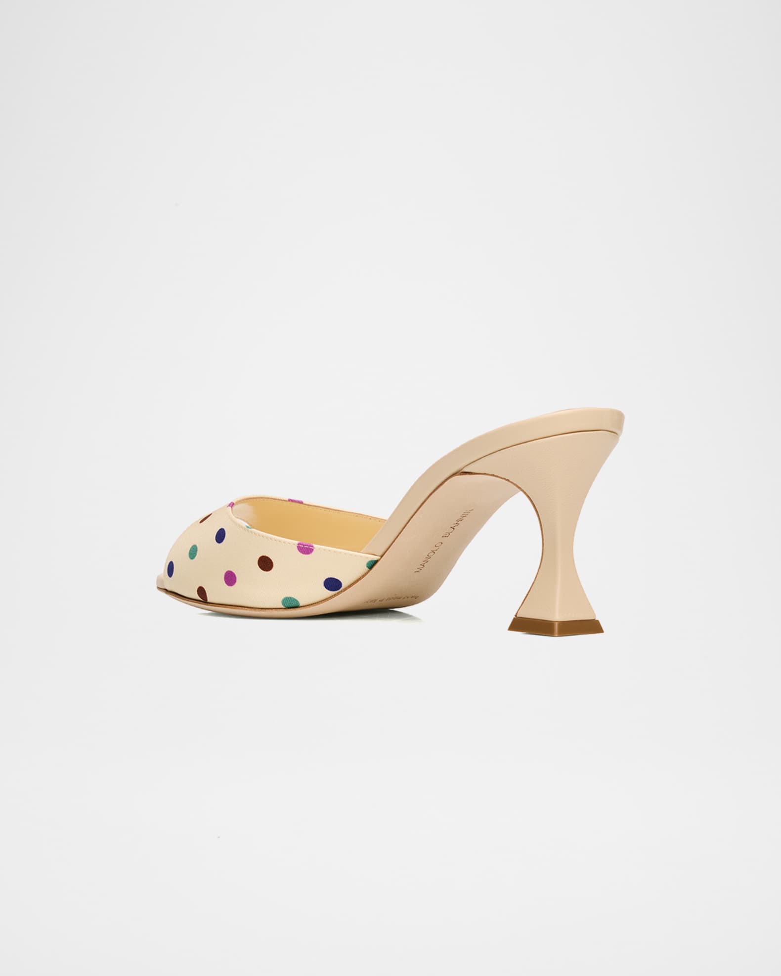 Manolo Blahnik 50mm Jadaron Polka-Dot Twill Mules | Neiman Marcus