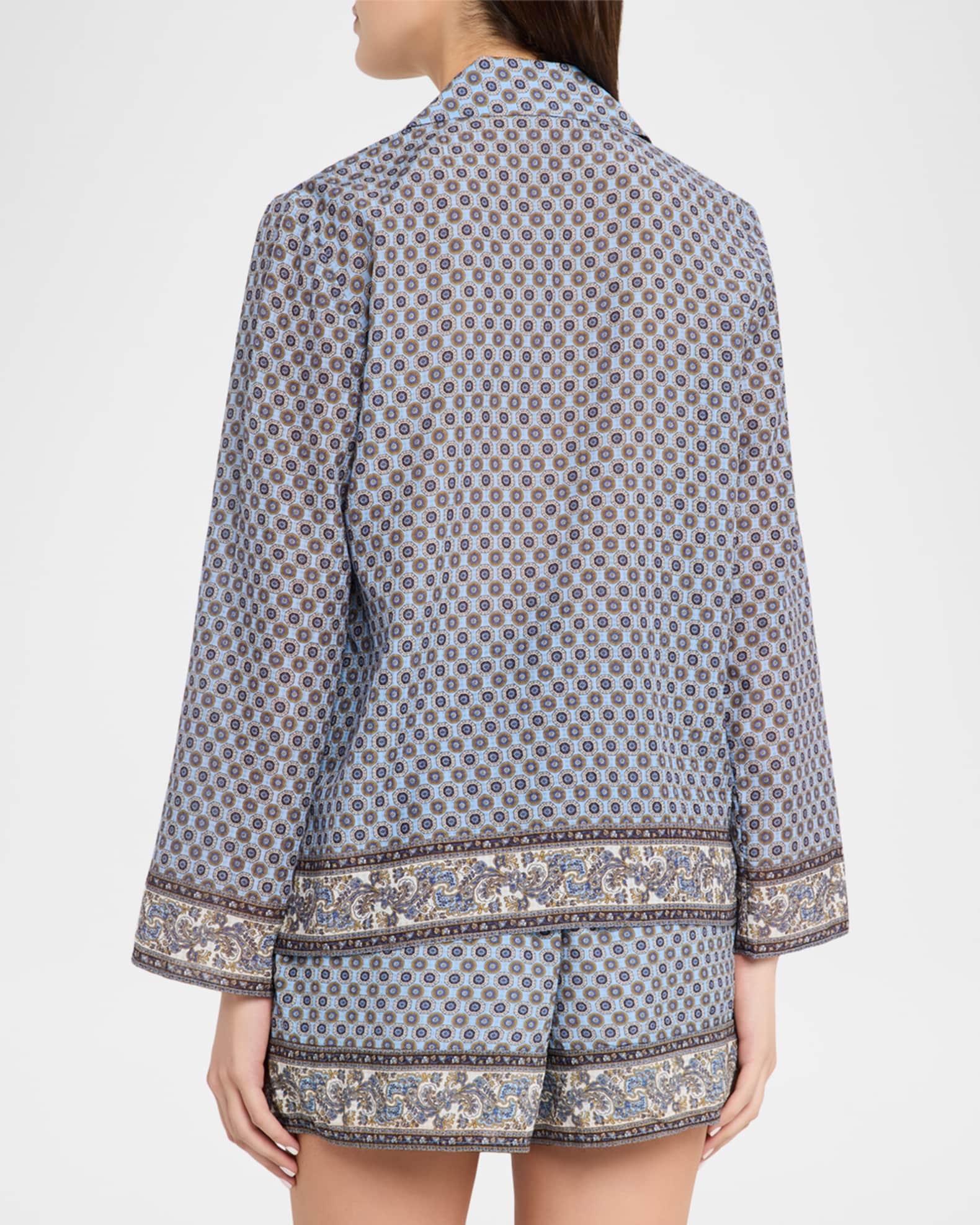 Veronica Beard Eva Scarf-Print Tie Blouse | Neiman Marcus