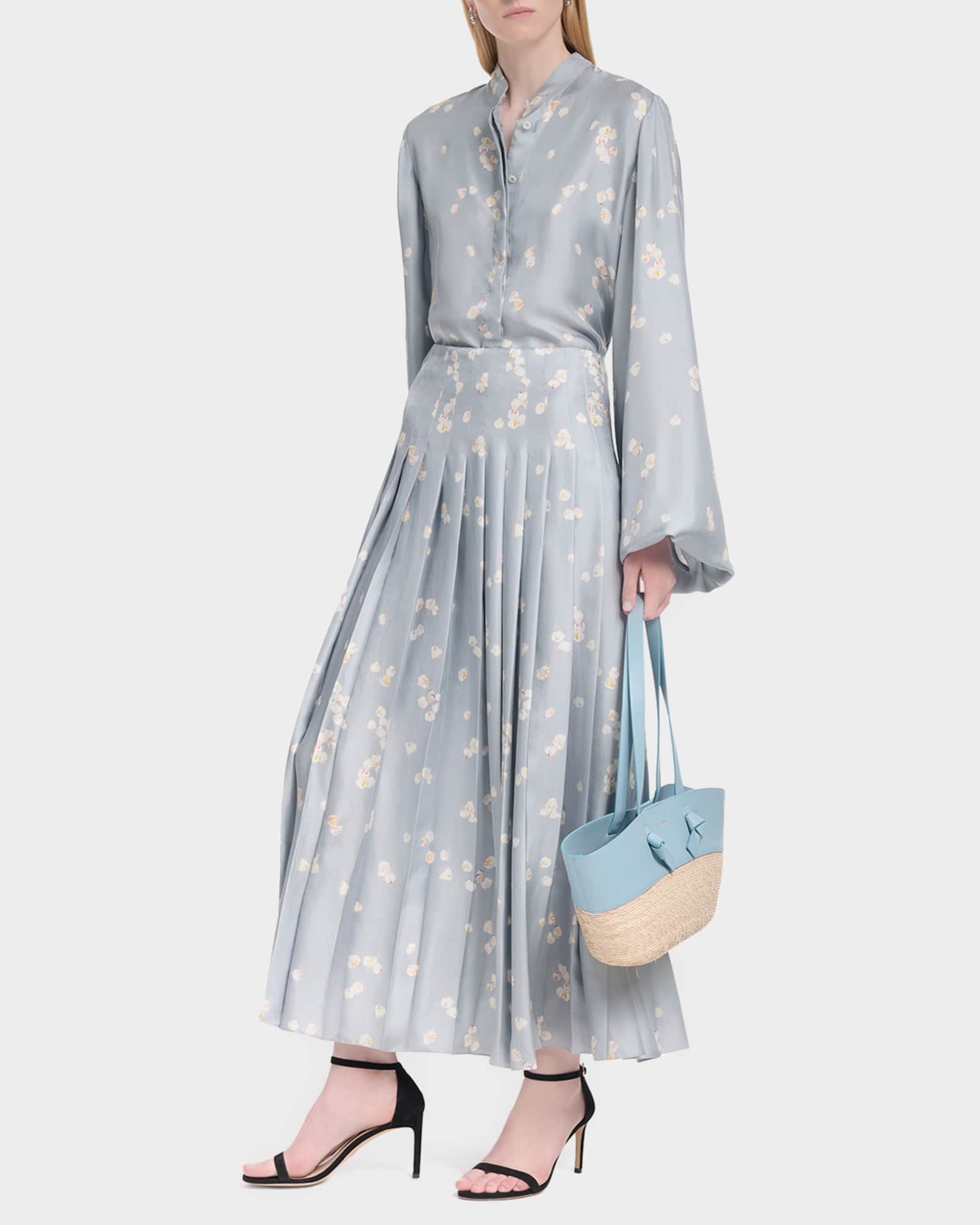 ALTU Magee Long-Sleeve Floral Silk Top | Neiman Marcus