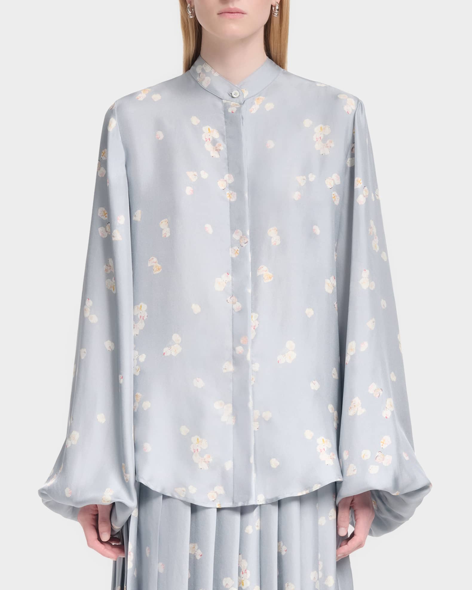 ALTU Magee Long-Sleeve Floral Silk Top | Neiman Marcus