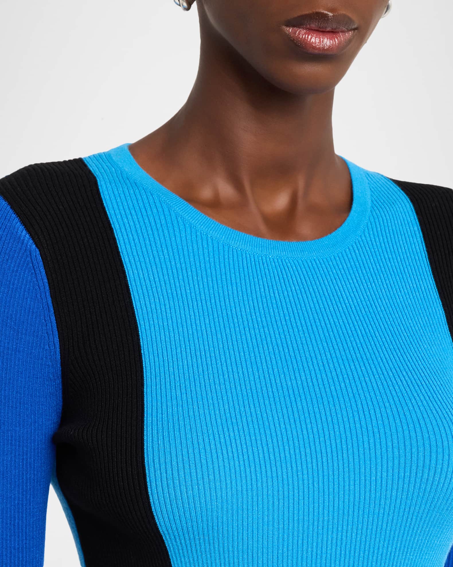 Elie Tahari Delia Colorblocked Crewneck Sweater | Neiman Marcus