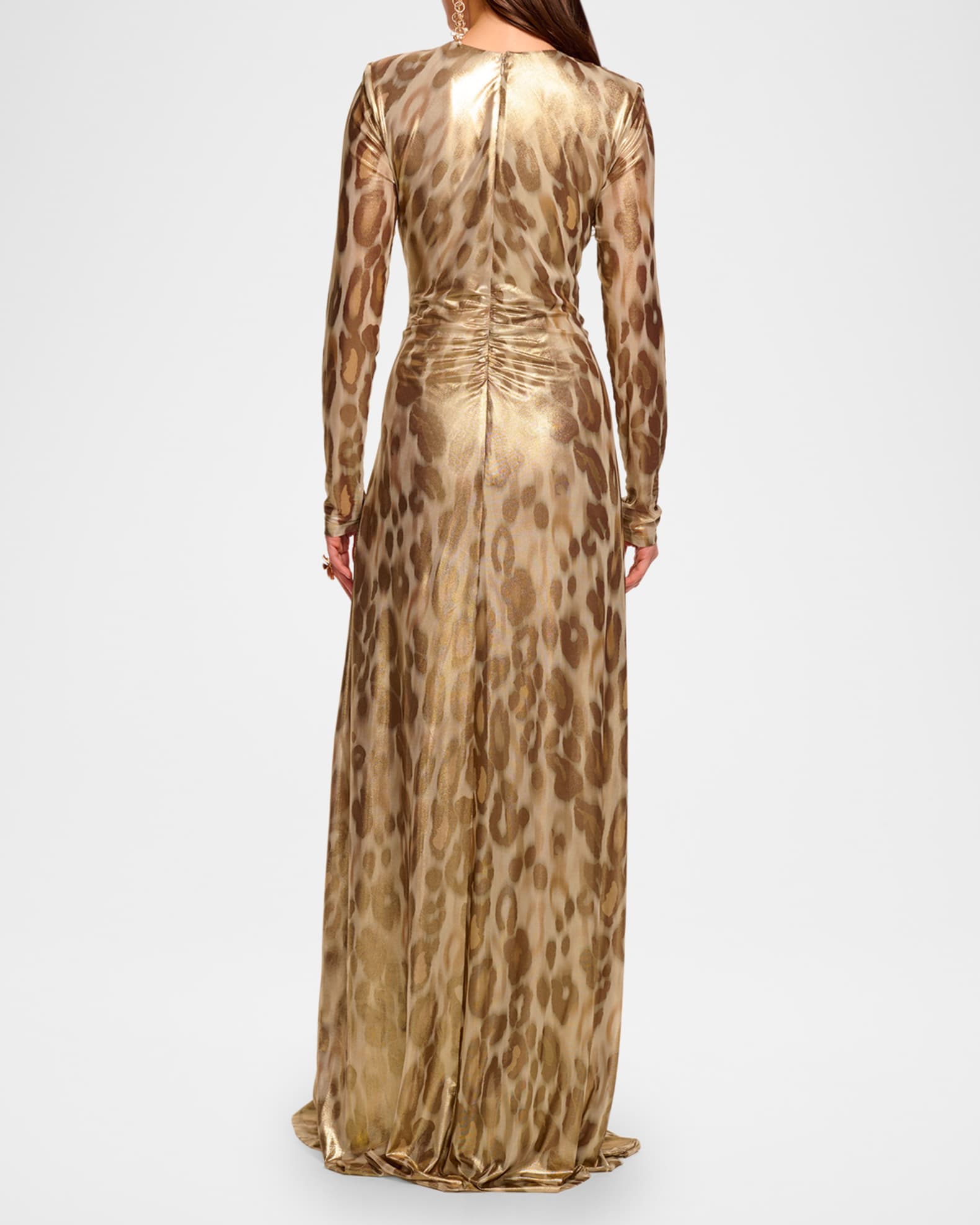 Ramy Brook Martini Plunging Metallic Animal-Print Gown | Neiman Marcus