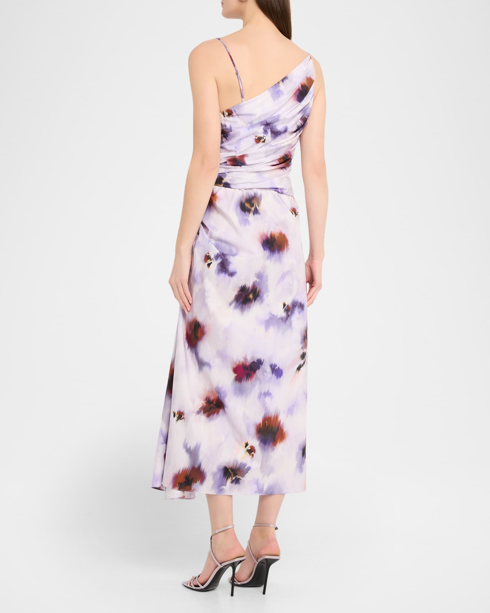 A.L.C. Juno Asymmetric Floral Midi Dress | Neiman Marcus