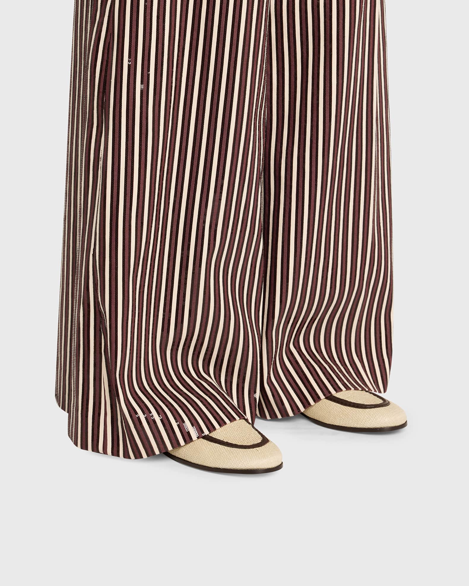 Brunello Cucinelli Micro Raffia and Leather Penny Loafers | Neiman Marcus