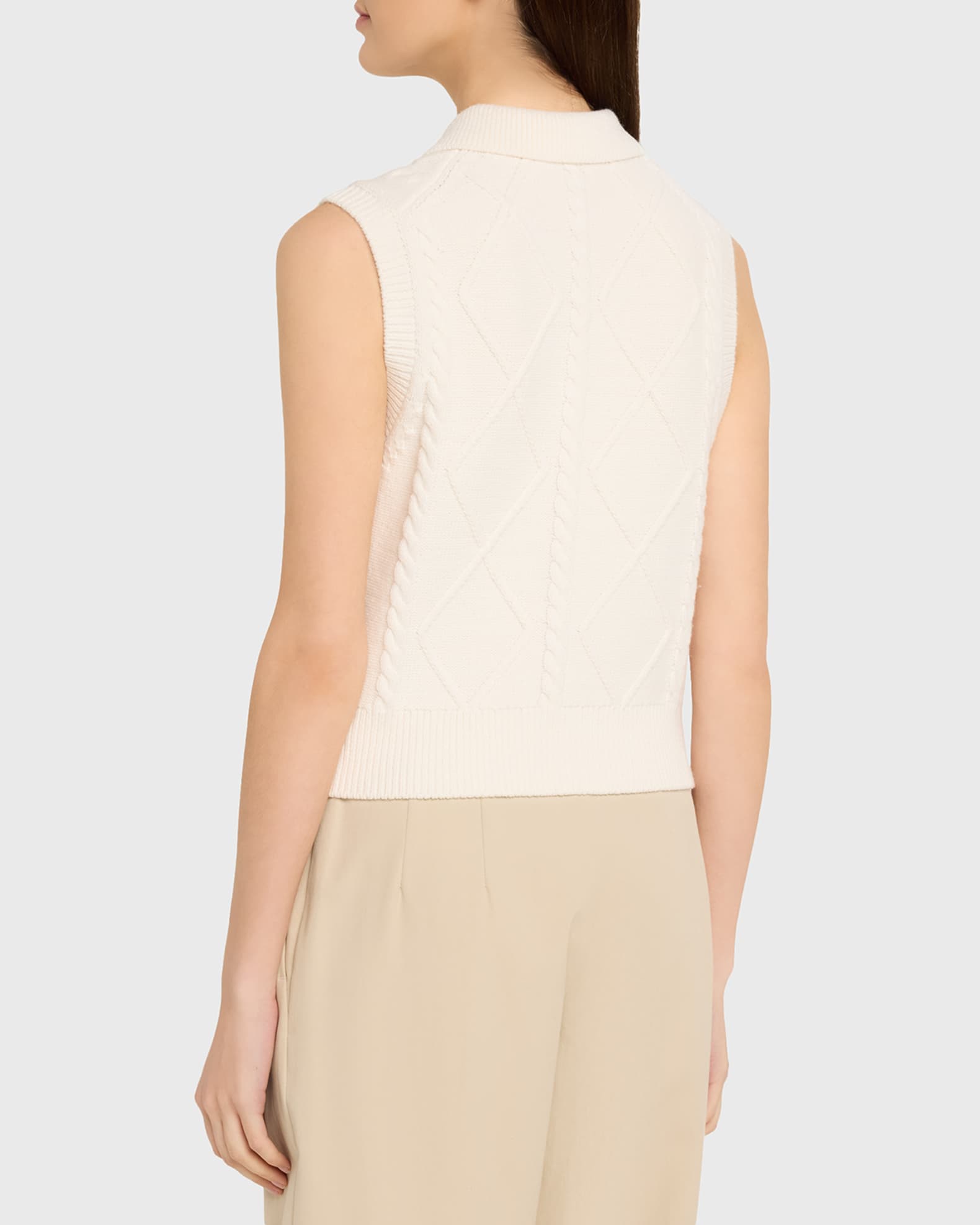 Vince Cable-Knit Polo Vest | Neiman Marcus