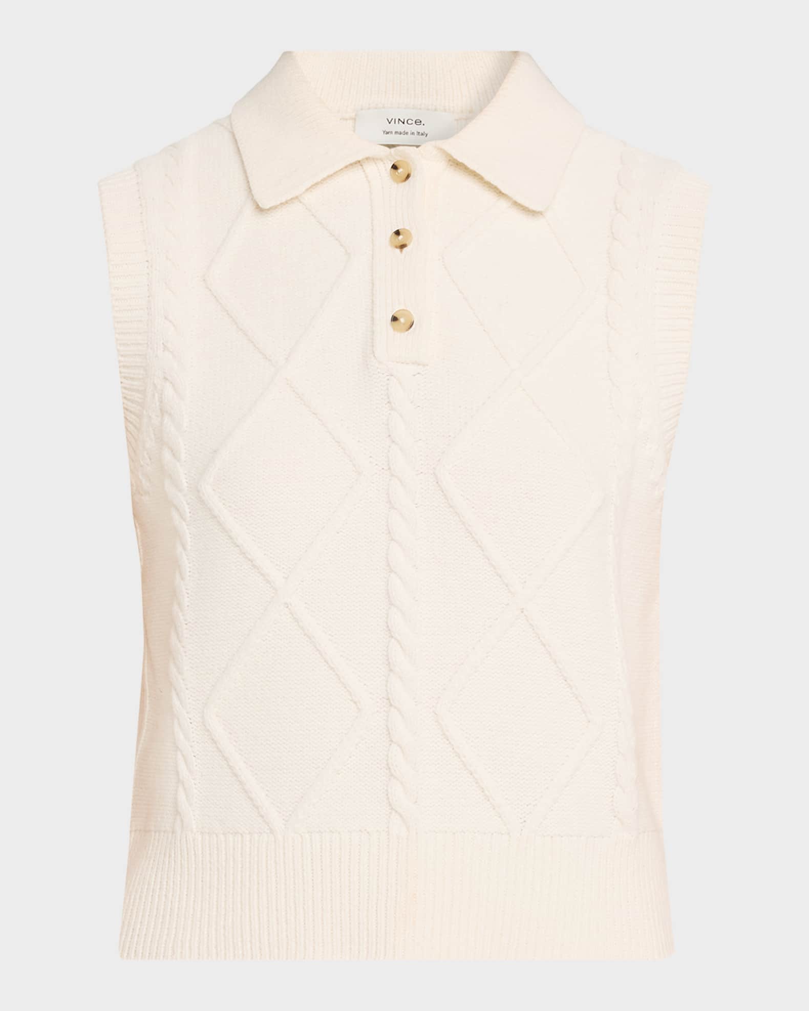 Vince Cable-Knit Polo Vest | Neiman Marcus