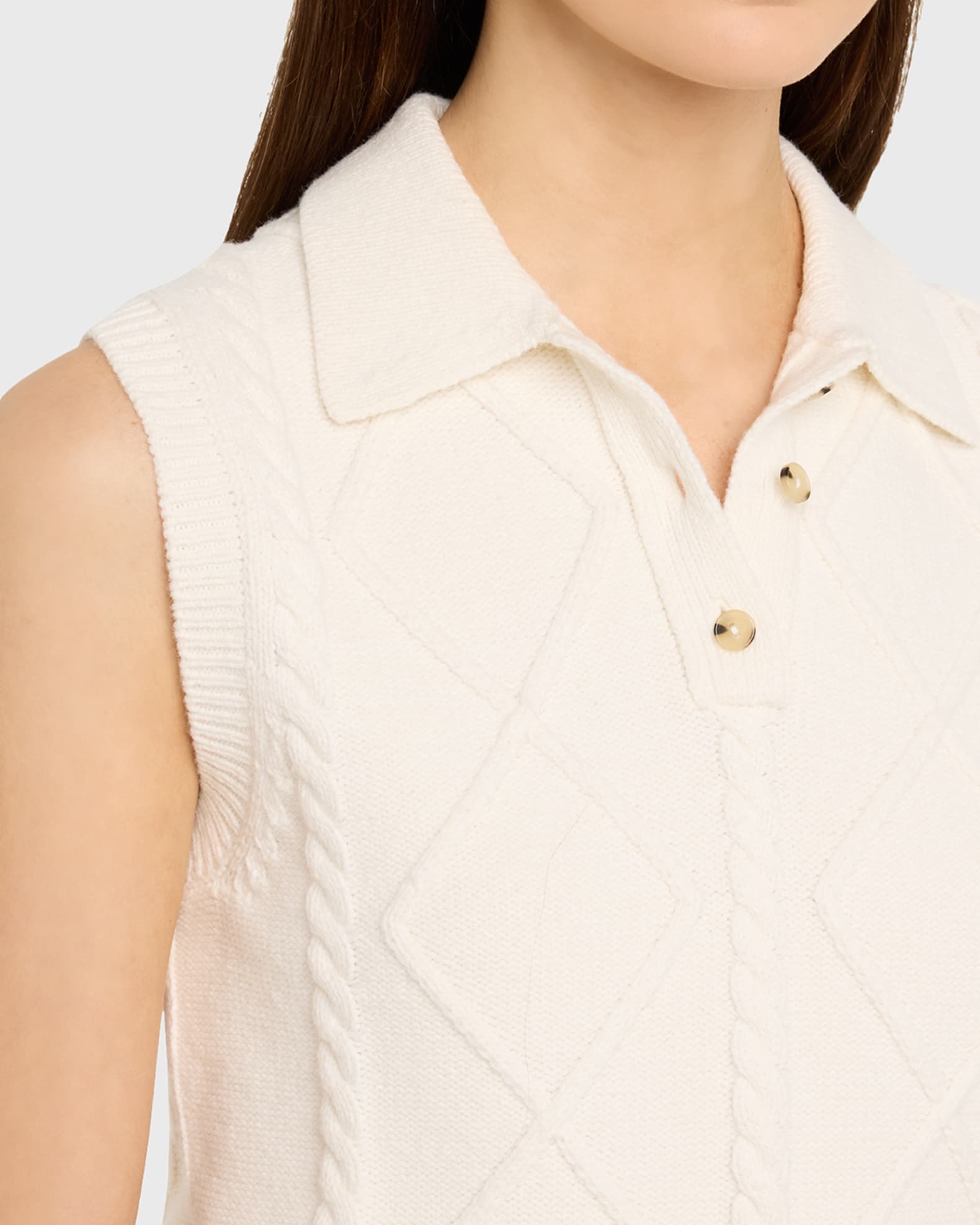 Vince Cable-Knit Polo Vest | Neiman Marcus